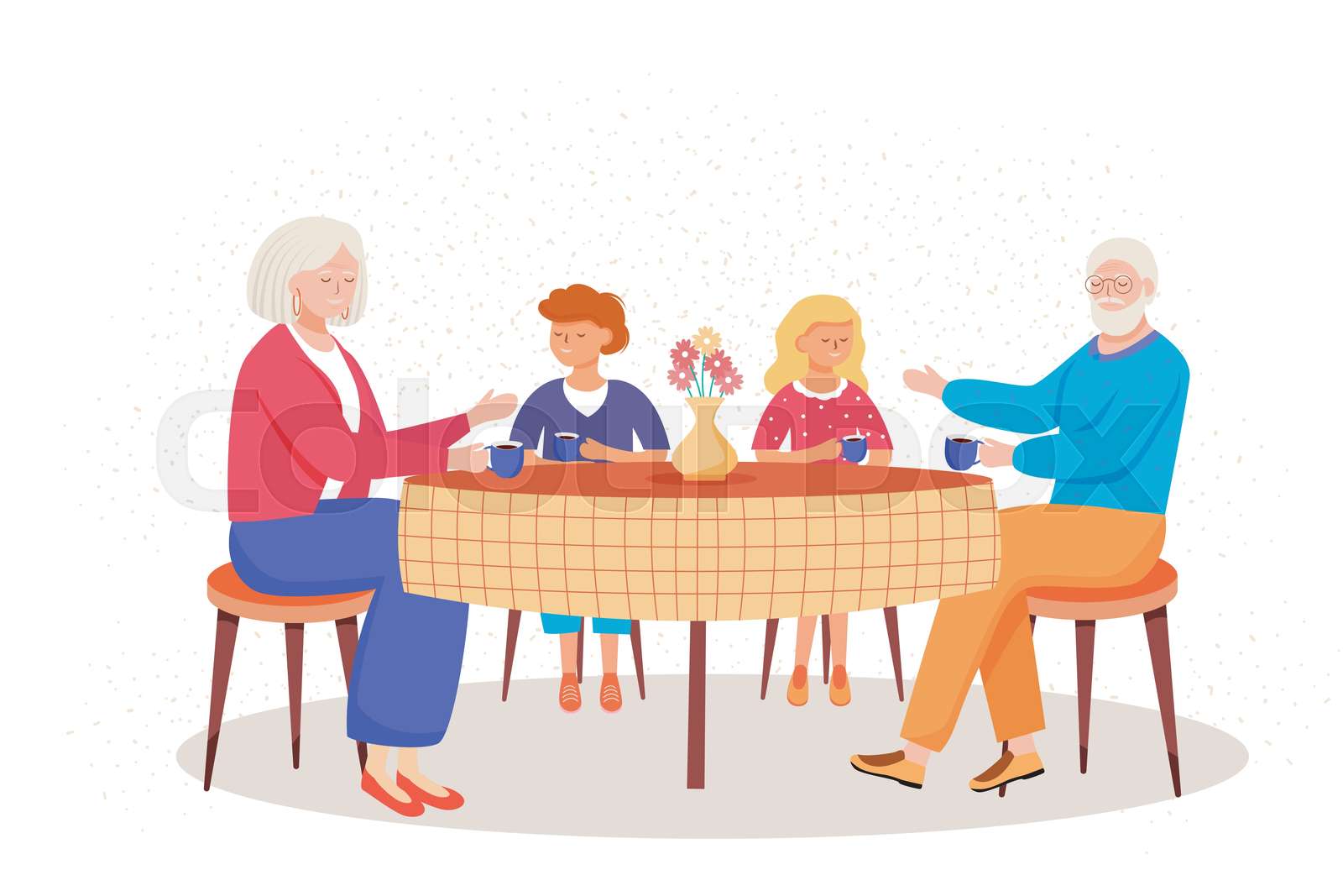 Retired people flat vector illustration | Stock vector | Colourbox