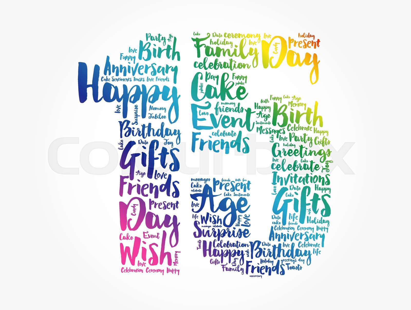 Happy 15th birthday word cloud | Stock vector | Colourbox