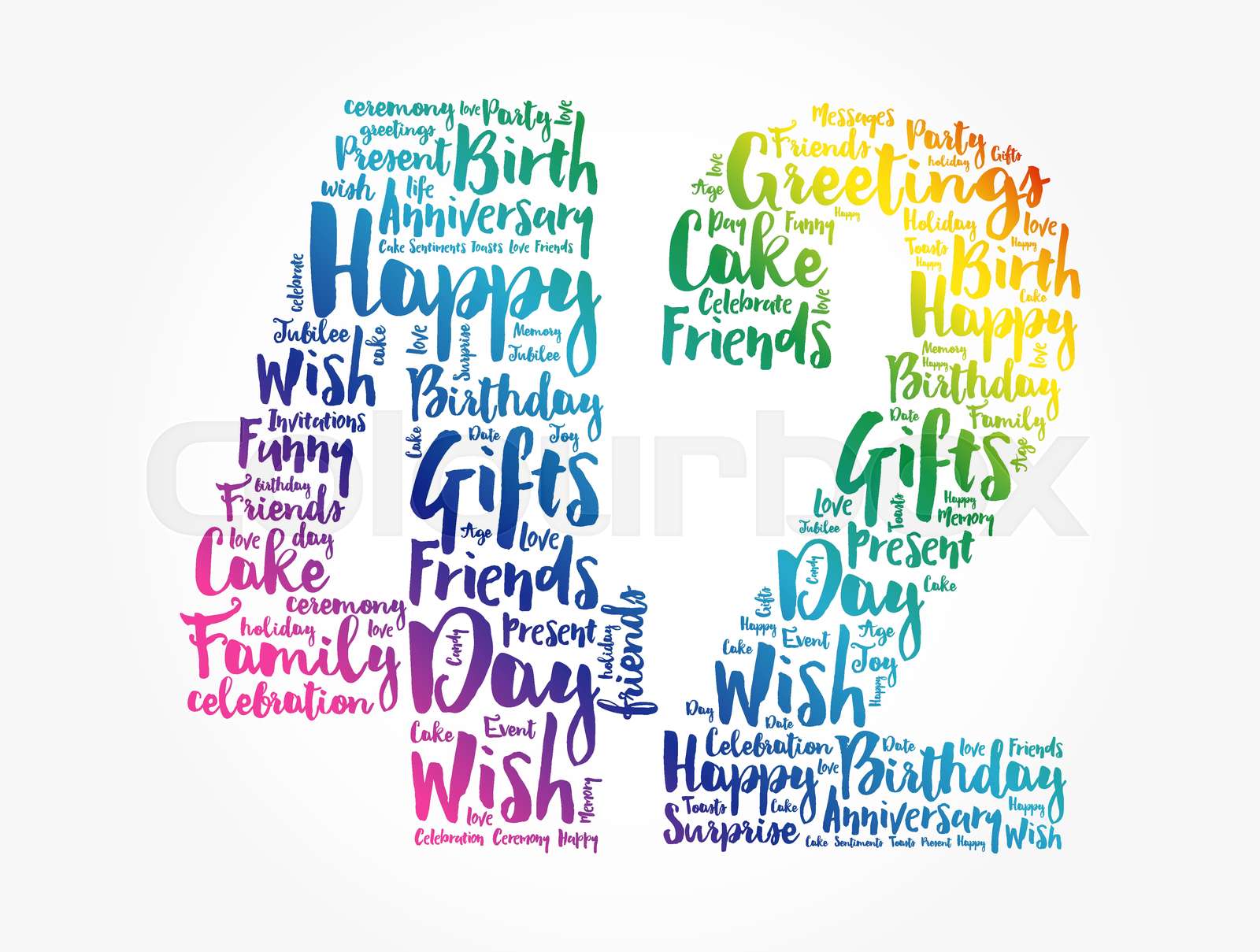 Happy 42nd birthday word cloud | Stock vector | Colourbox