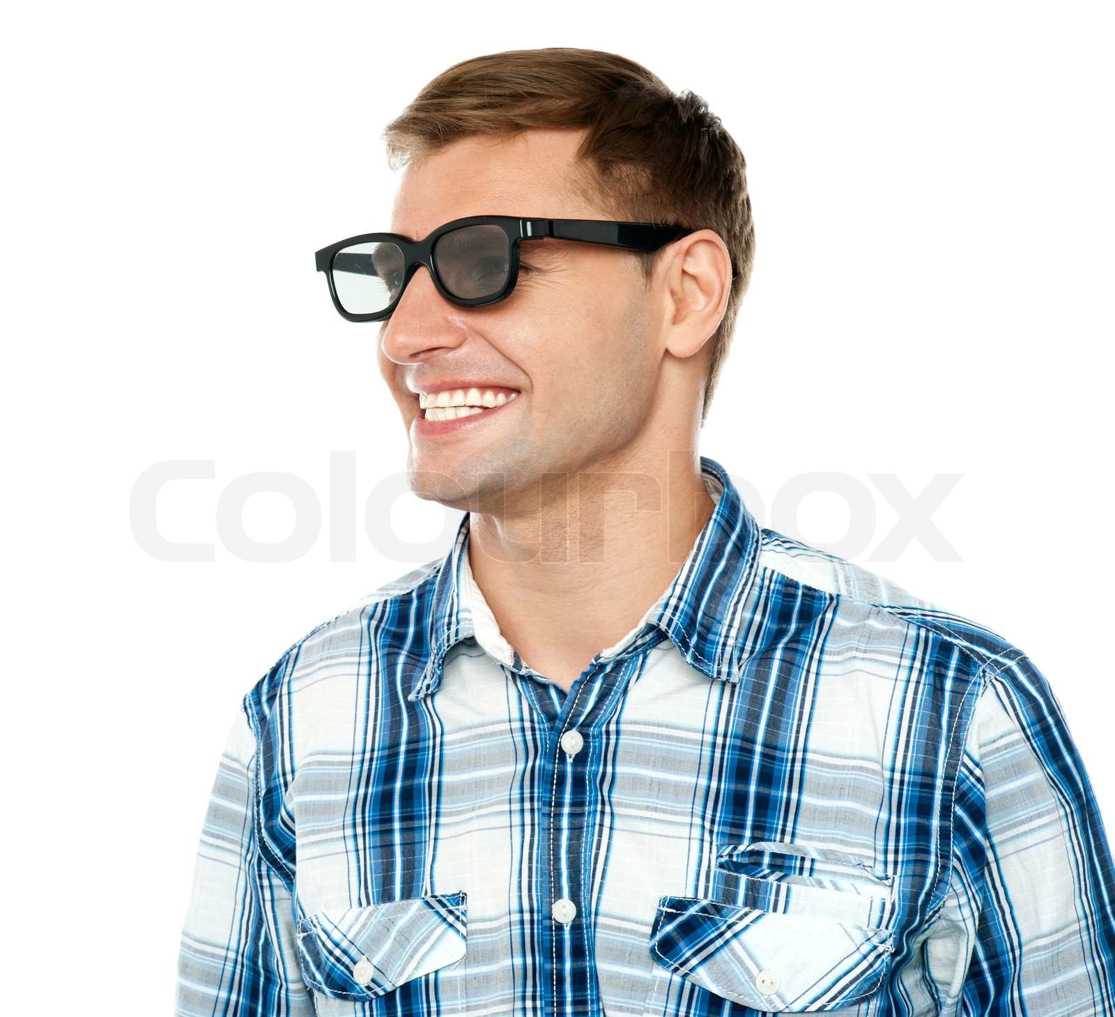 Handsome young man in black goggles | Stock image | Colourbox