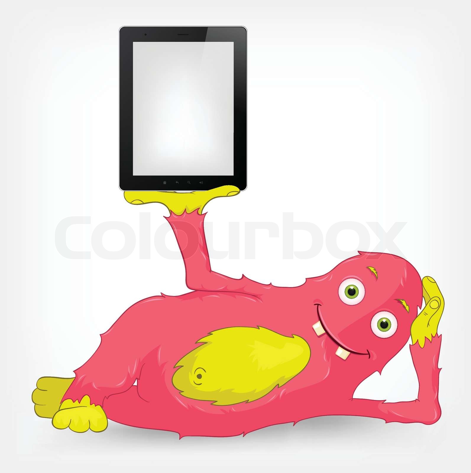 Funny Monster Tablet User | Stock vector | Colourbox
