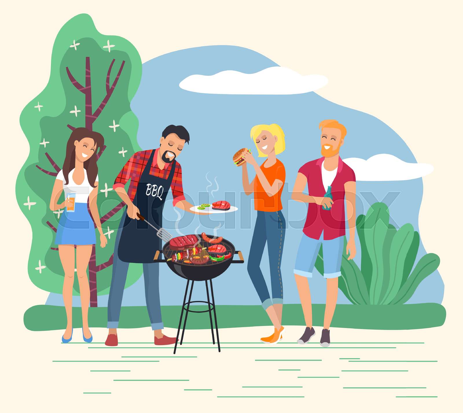 Bbq Party Cartoon