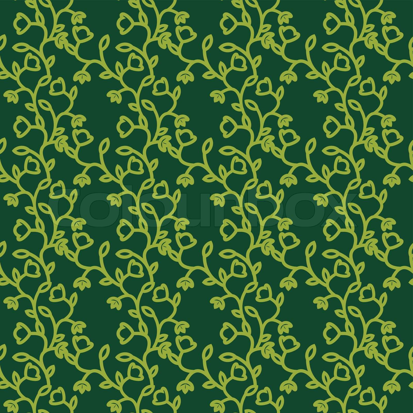 Seamless ornamental green floral pattern | Stock vector | Colourbox
