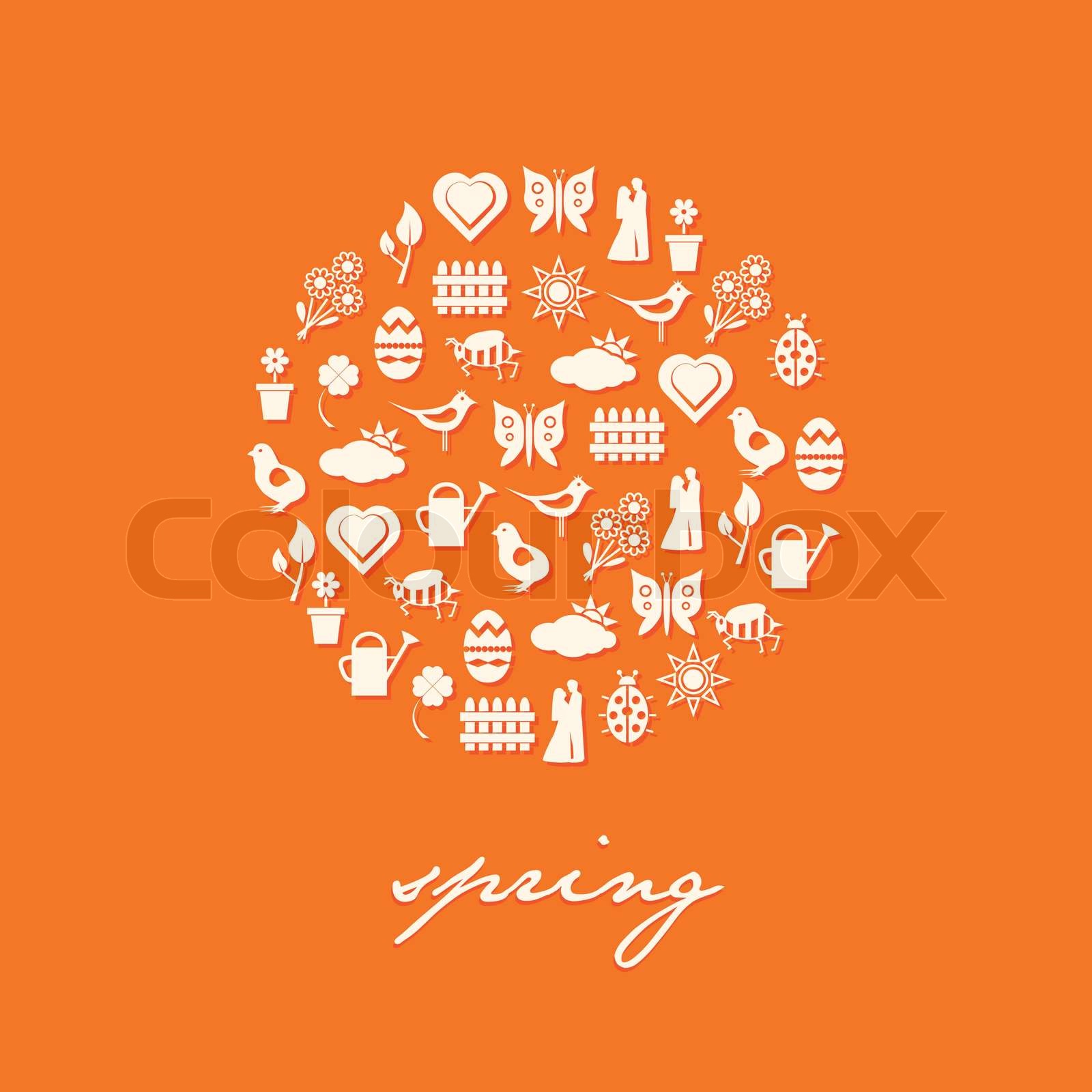 spring icons in circle | Stock vector | Colourbox
