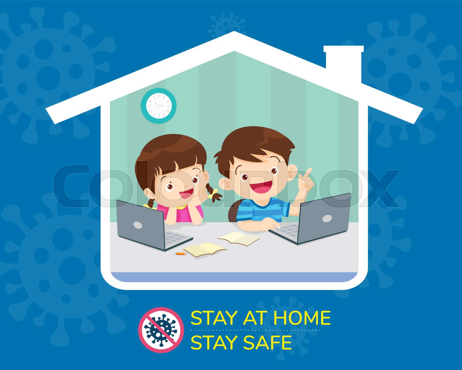 stay at home stay safe for family | Stock vector | Colourbox