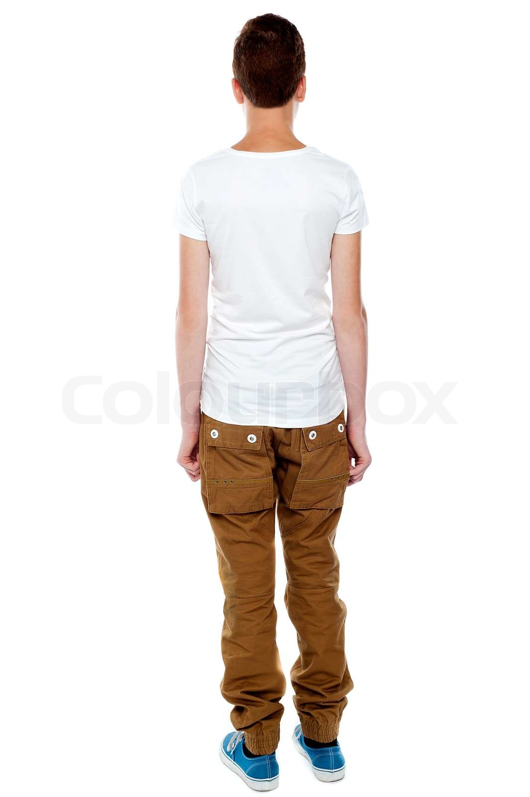 Rear view portrait of casual young boy | Stock image | Colourbox