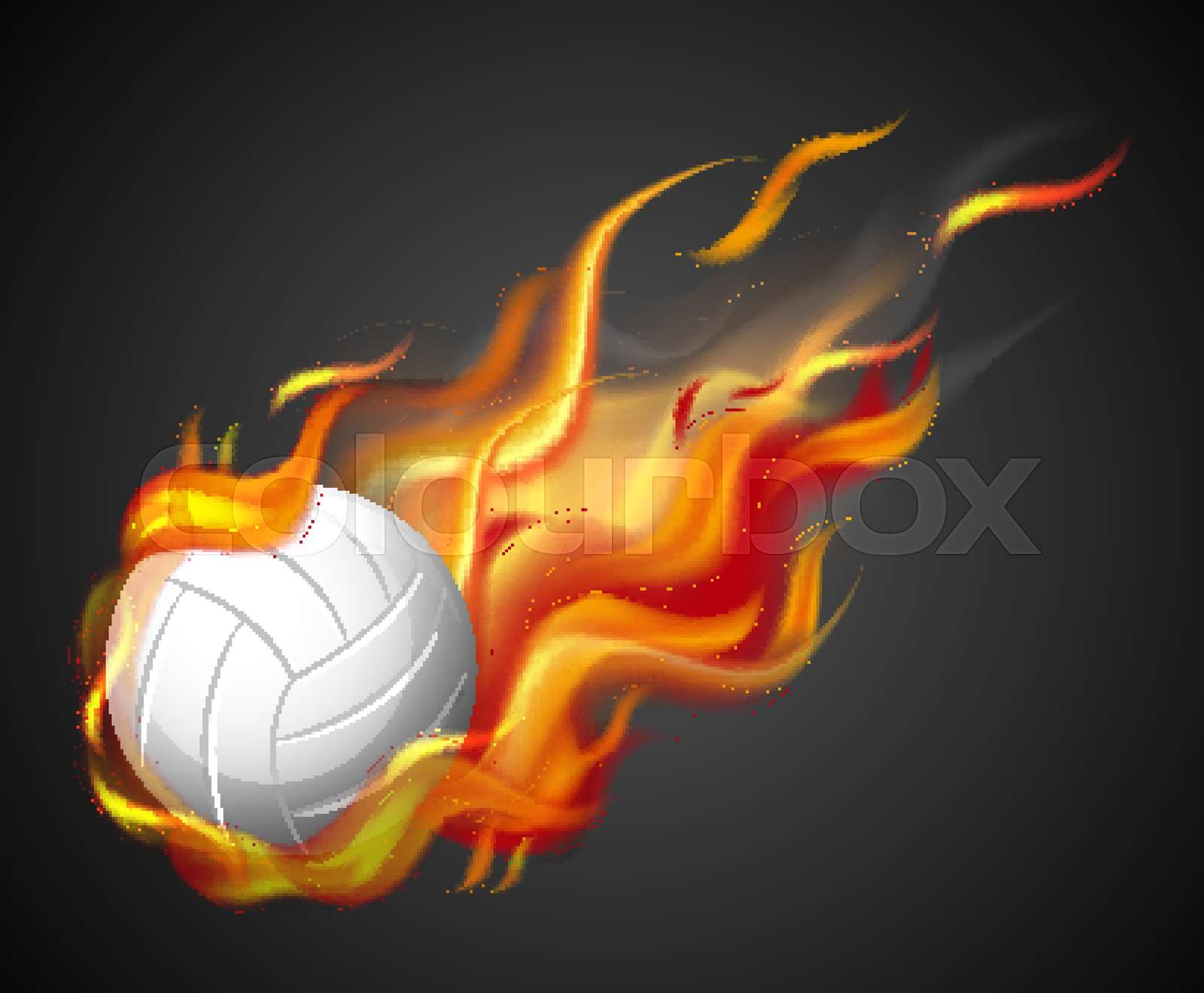 Black Flaming Volleyball