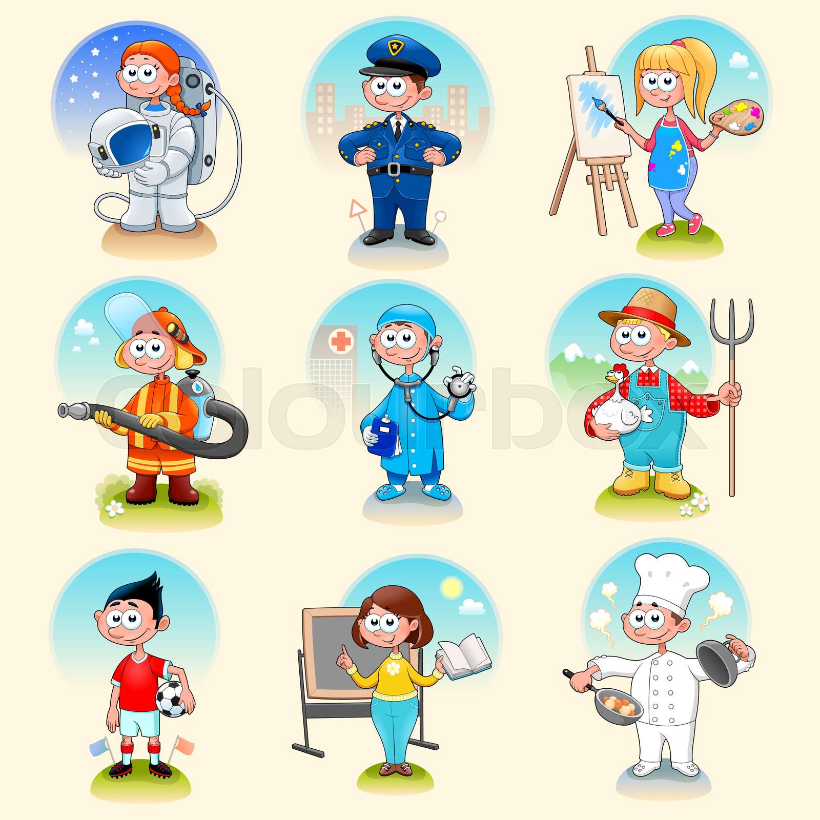Group of workers for children | Stock vector | Colourbox
