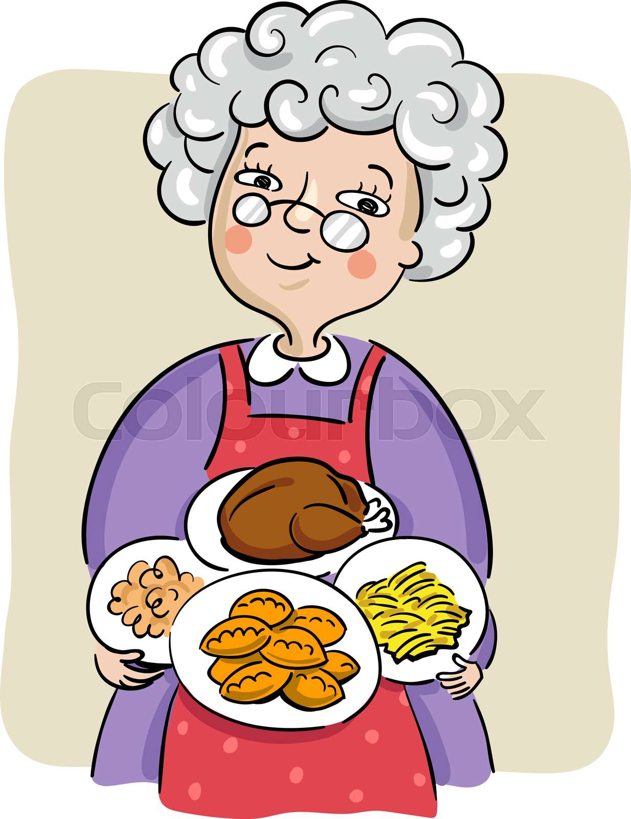 Grandma with her best treats | Stock vector | Colourbox