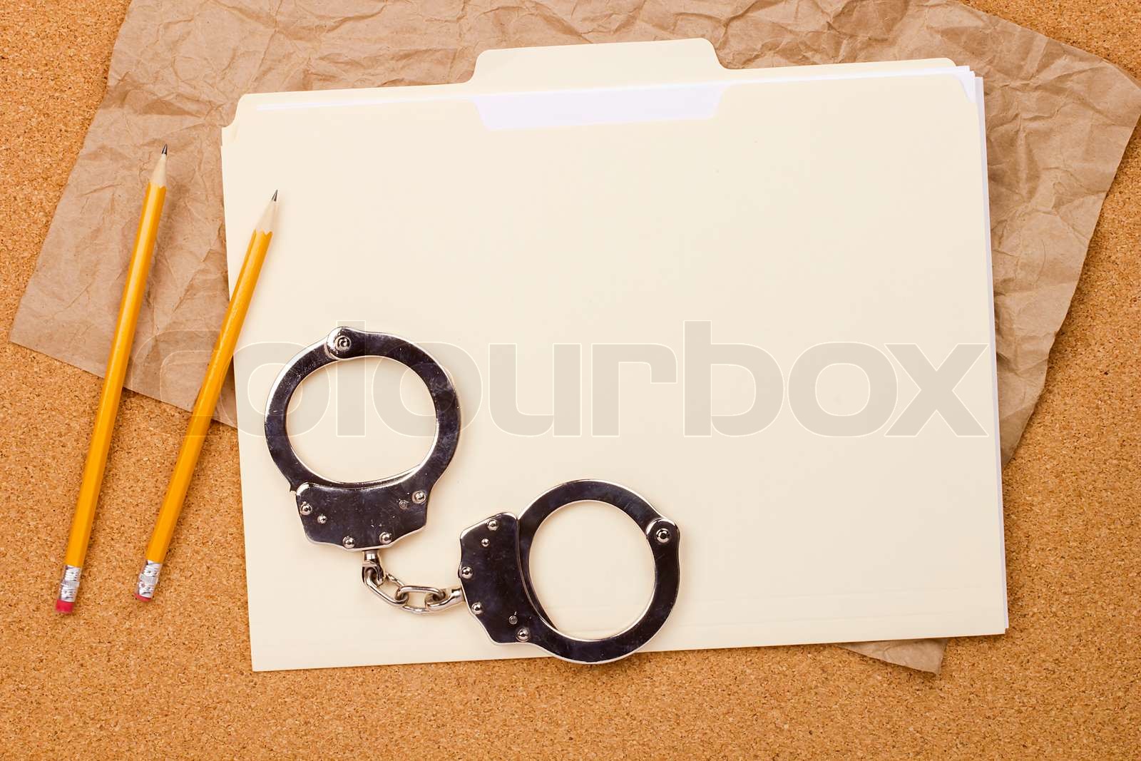 Handcuffs and Folder | Stock image | Colourbox