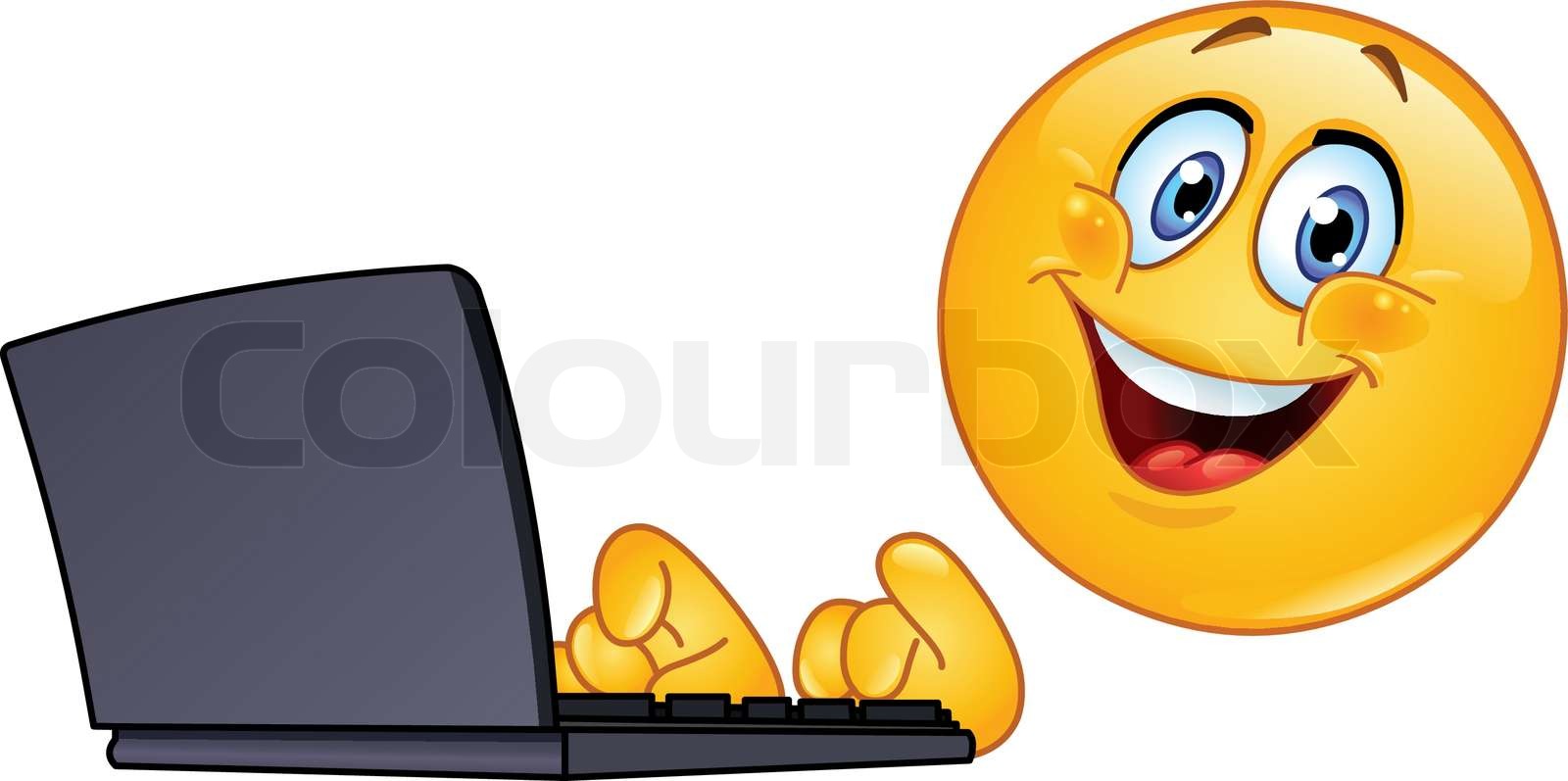 Emoticon mit computer | Stock-Vektor | Colourbox