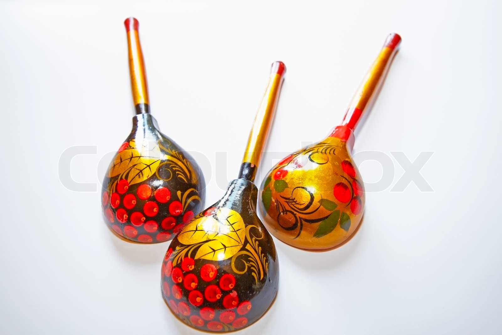Traditional Russian folk craft Hand painted spoons and ladels | Stock ...