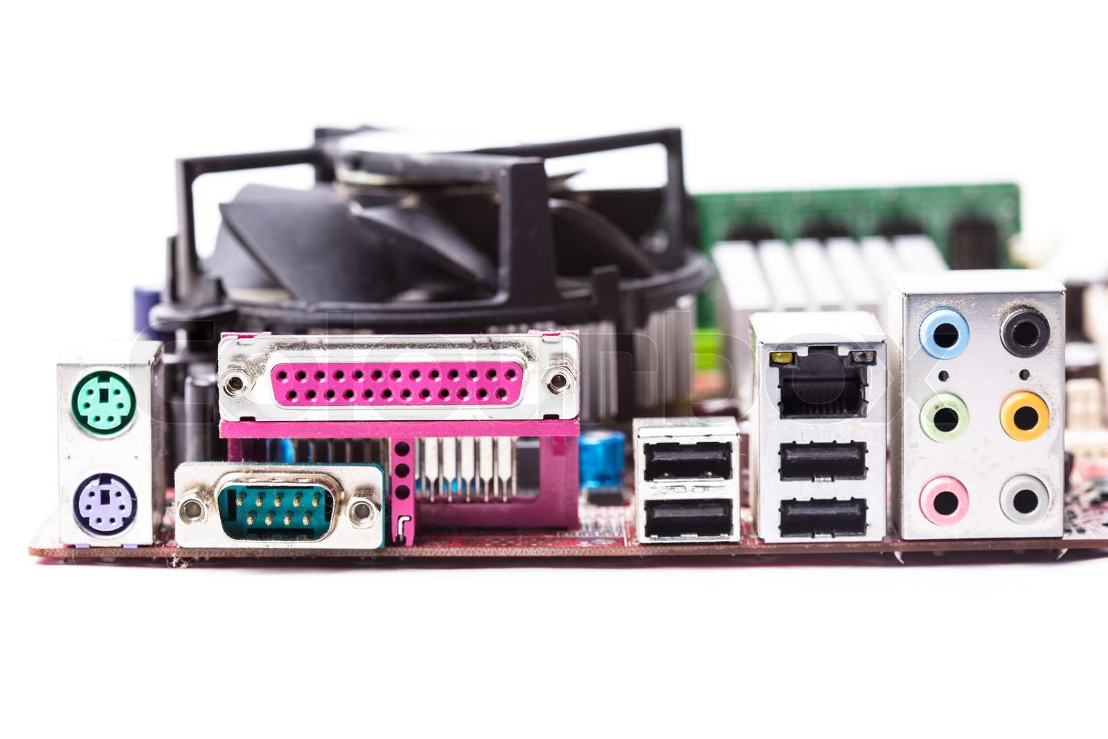 Ports on the motherboard | Stock image | Colourbox