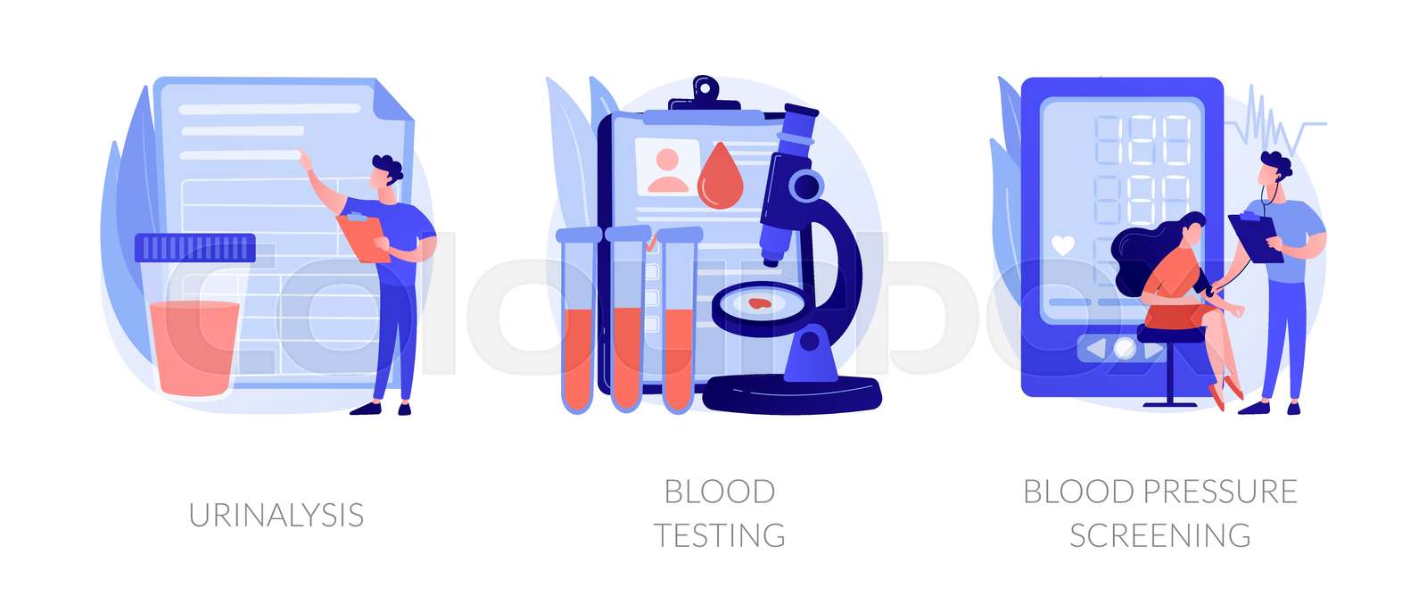 Clinical laboratory analysis icons cartoon set vector concept metaphors ...