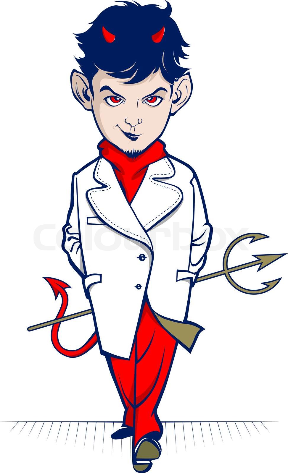 cartoon devil character. walk and smile | Stock vector | Colourbox