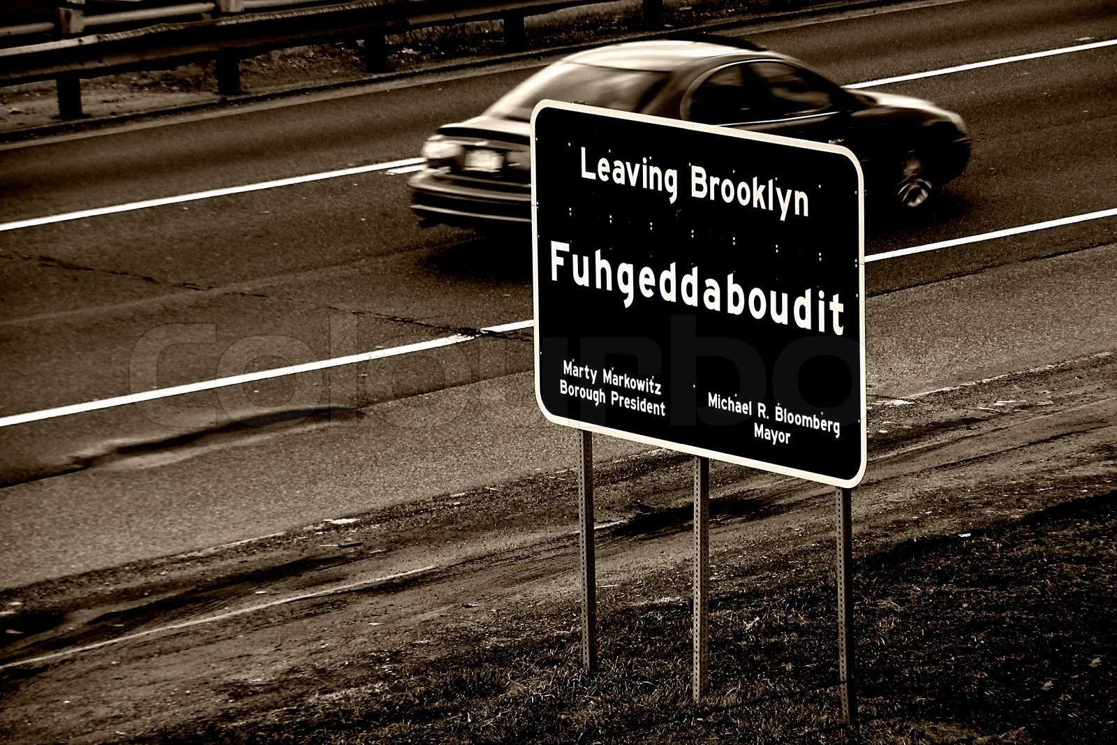 Leaving Brooklyn sign | Stock image | Colourbox