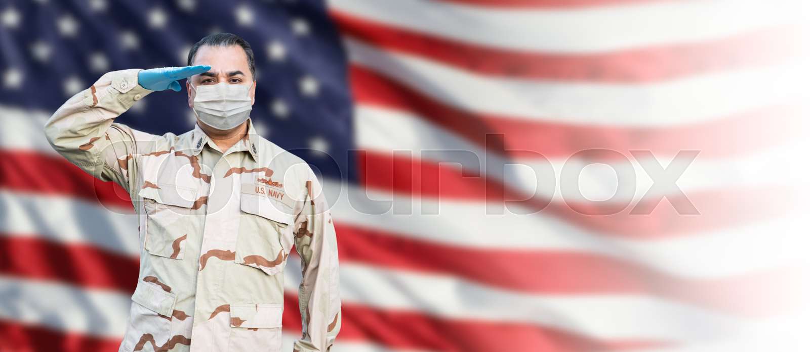Male Navy Medical Personel Saluting Wearing Personnel Protective ...