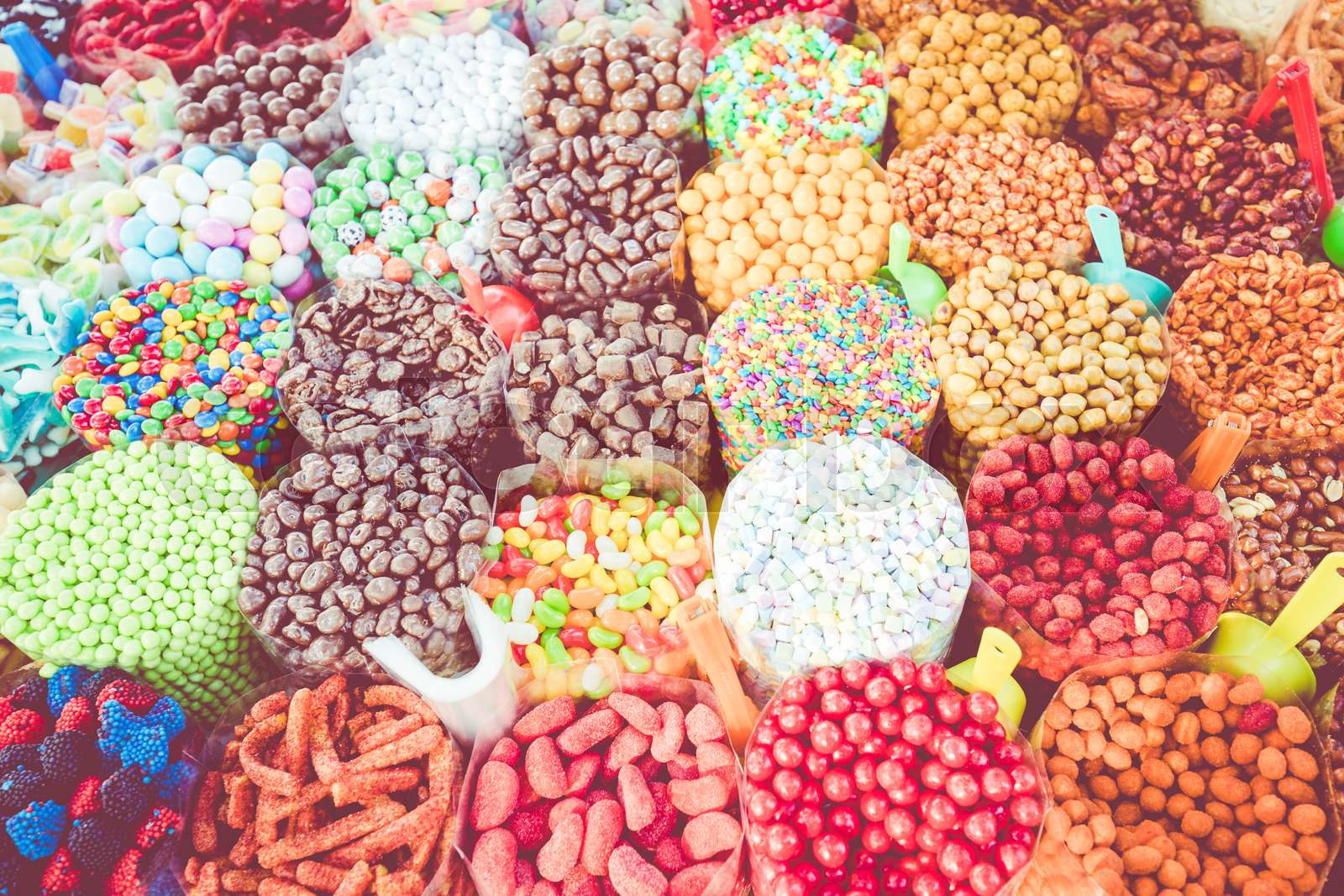 Market stall full of candys | Stock image | Colourbox