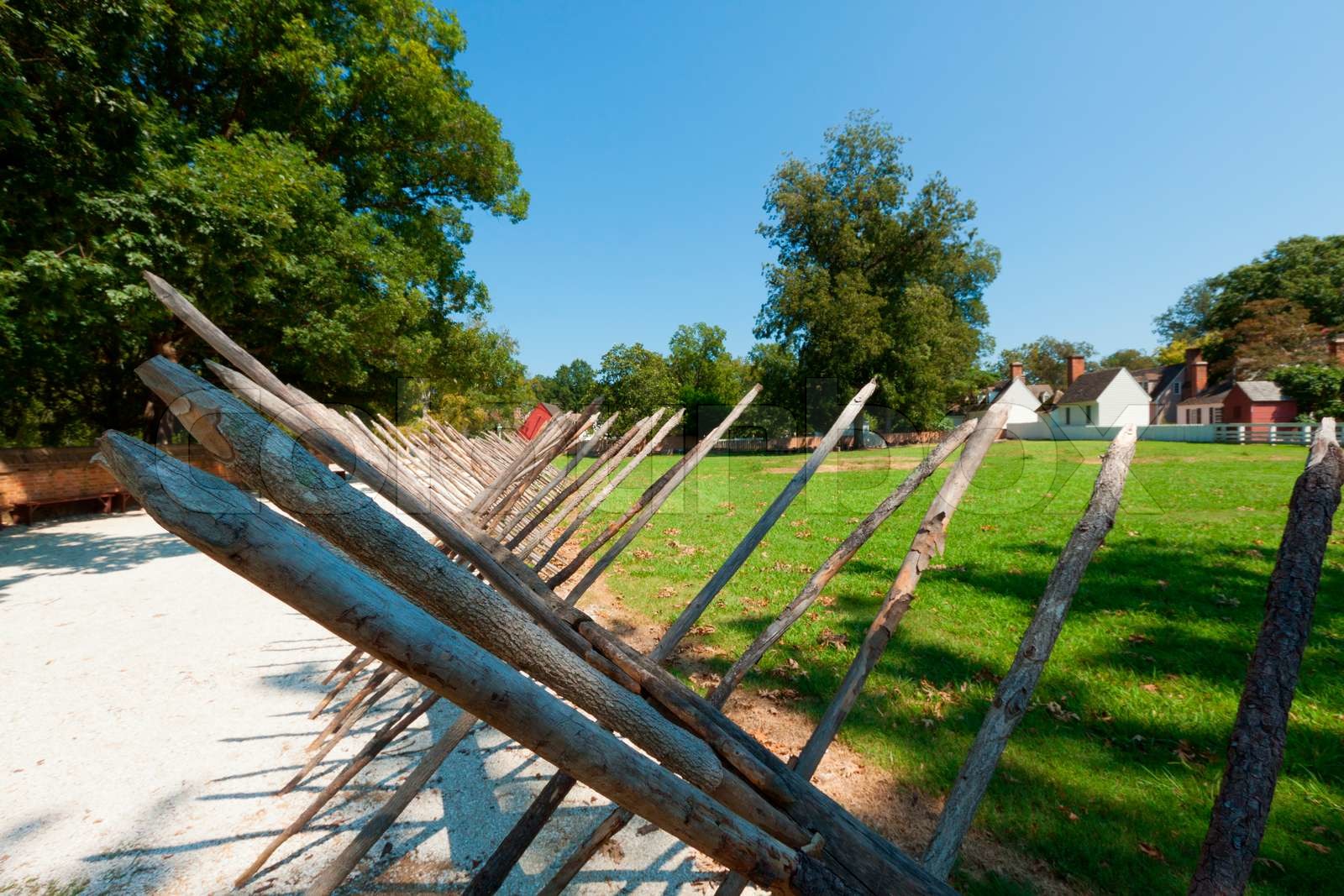 Ancient wooden fence on the farm | Stock image | Colourbox