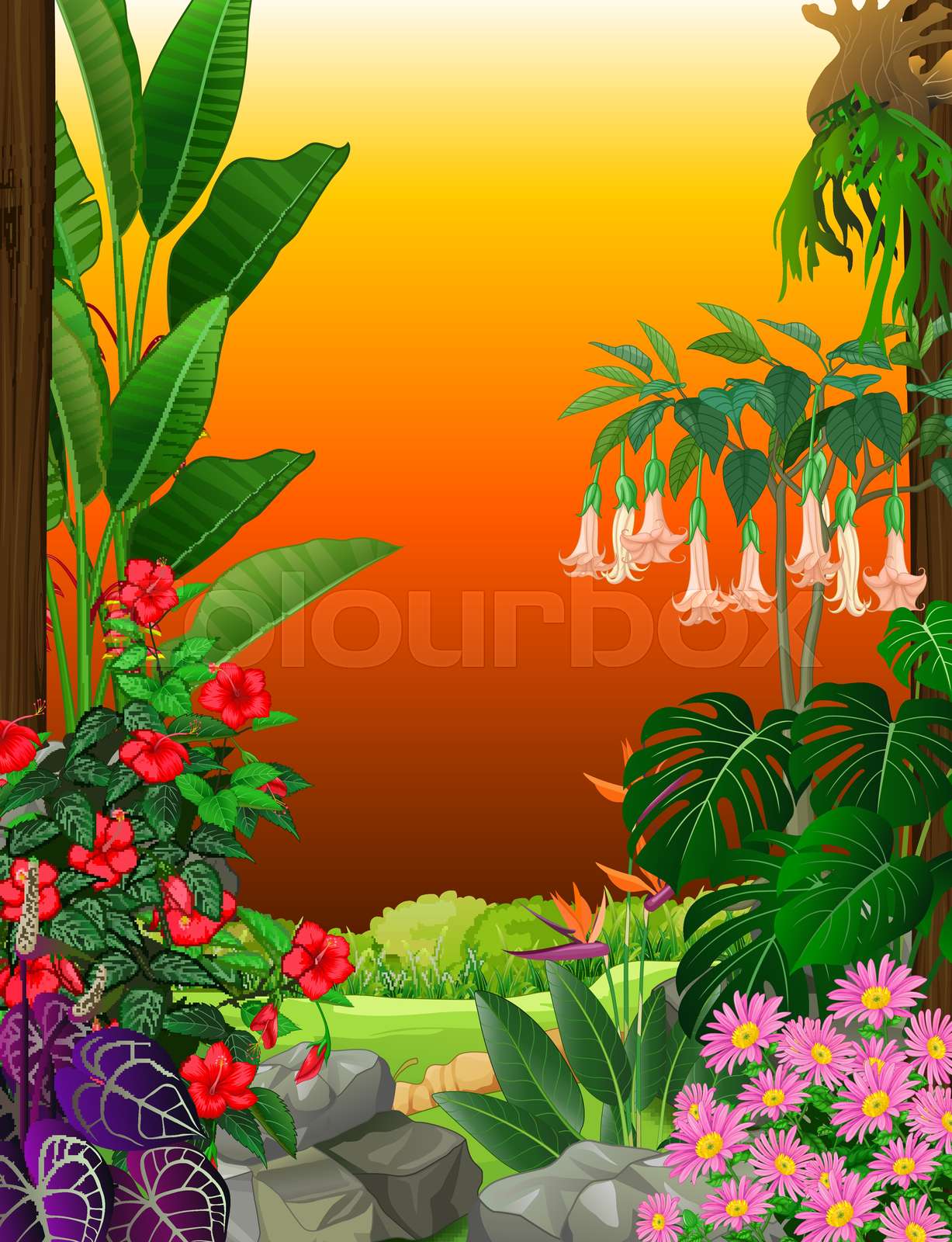Tropical Jungle Background Cartoon