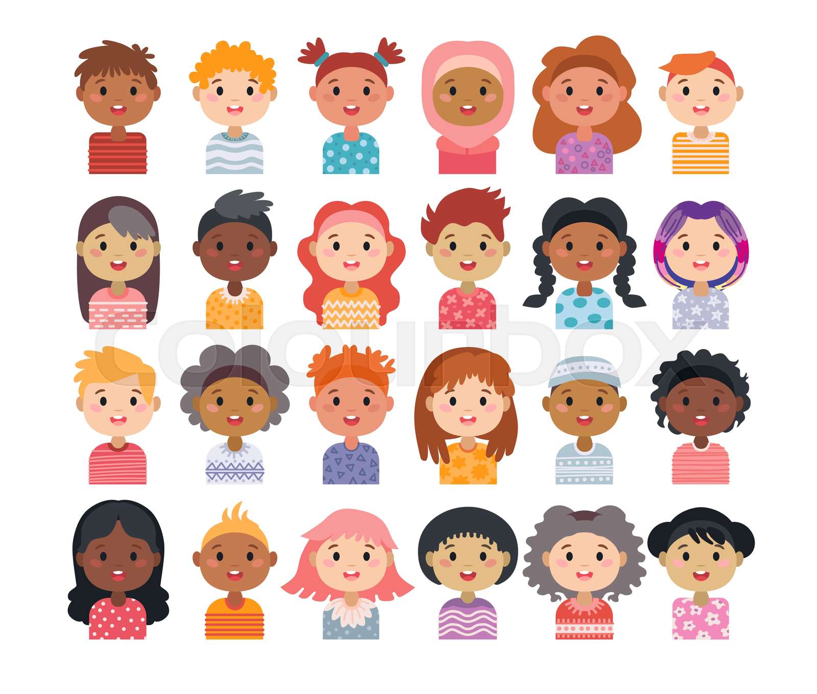 Set of avatars of children characters. Kids | Stock vector | Colourbox