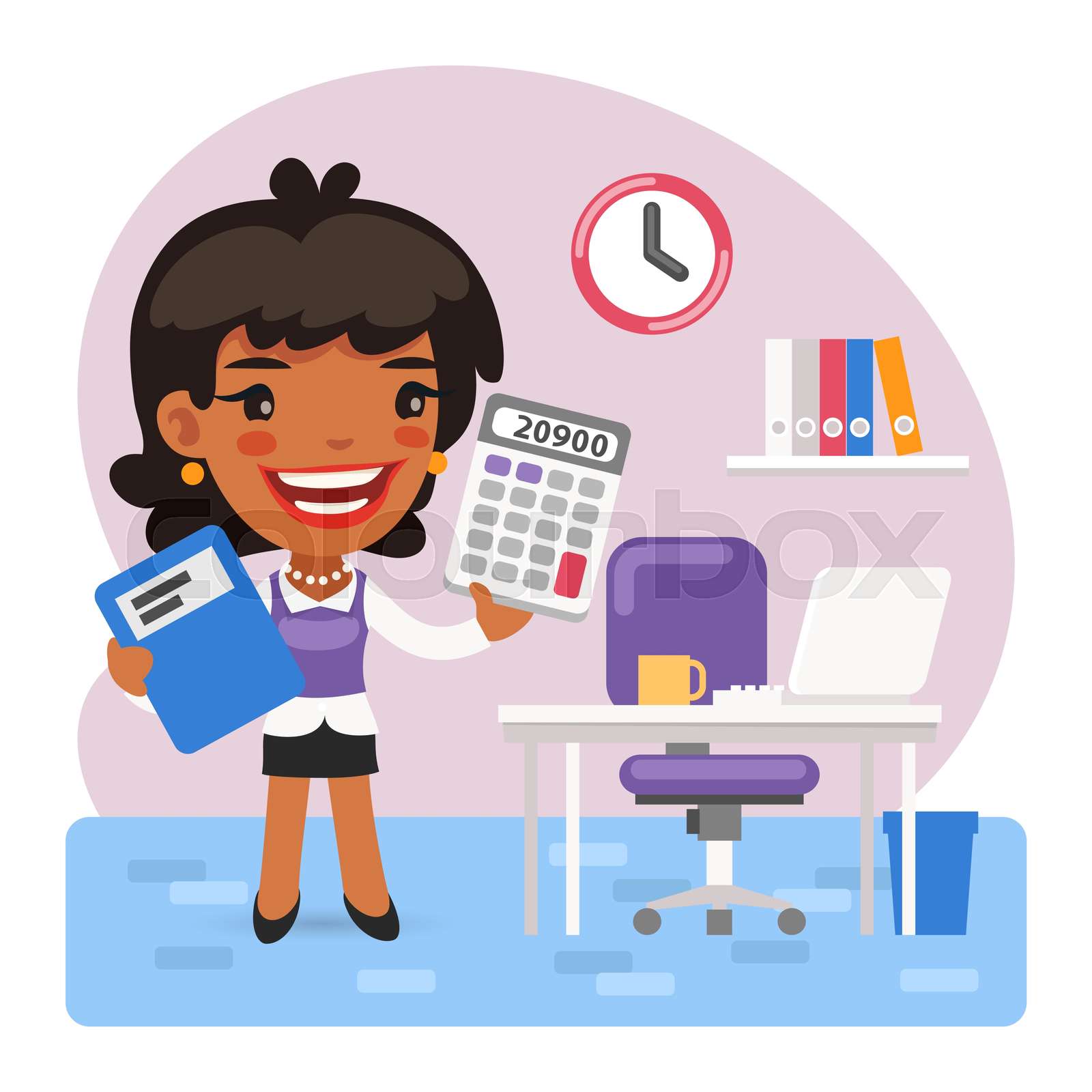 Cartoon Female Accountant in the Office | Stock vector | Colourbox