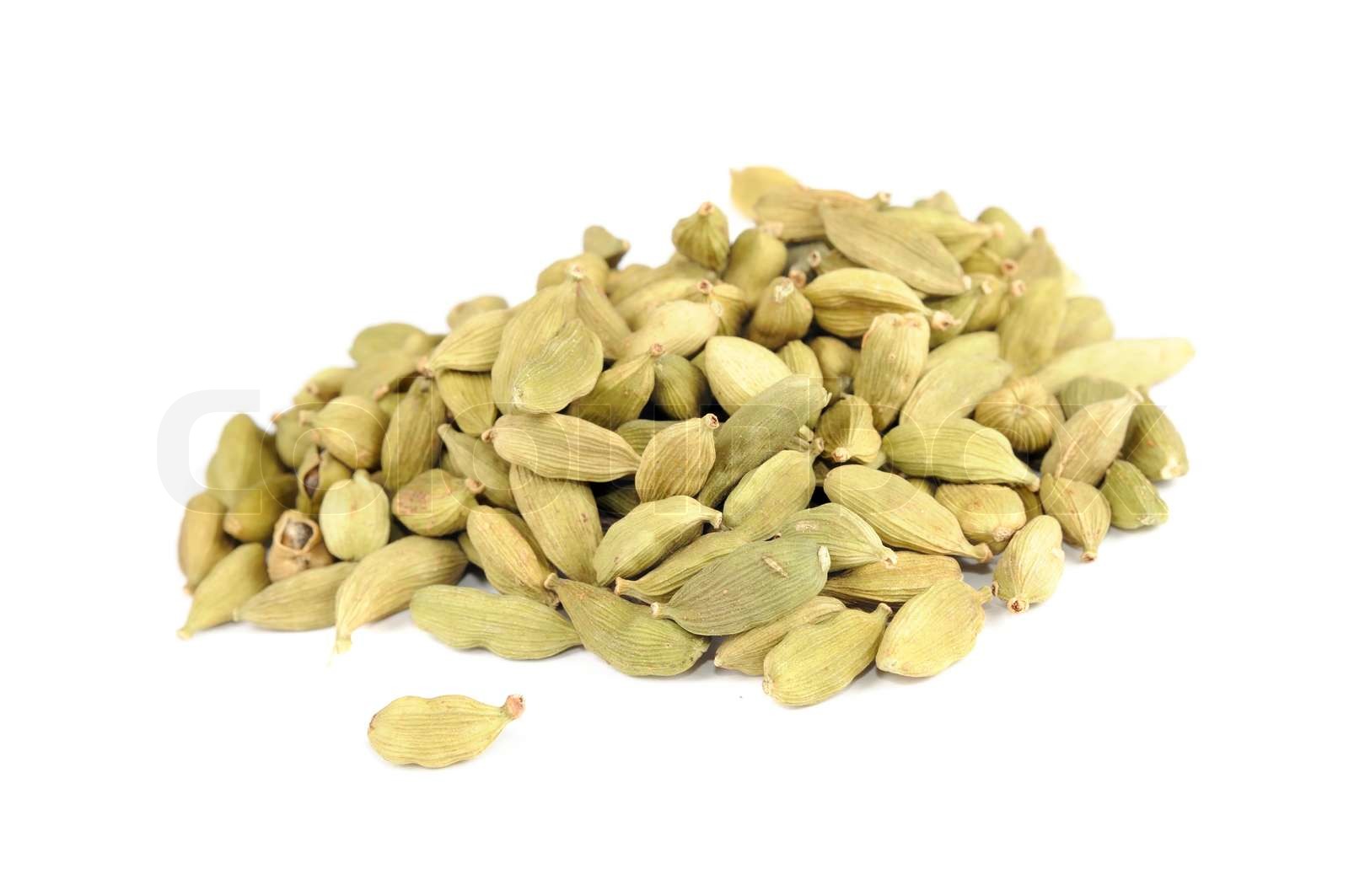 Green Cardamom Cardamon Pods Isolated on White Background | Stock image ...