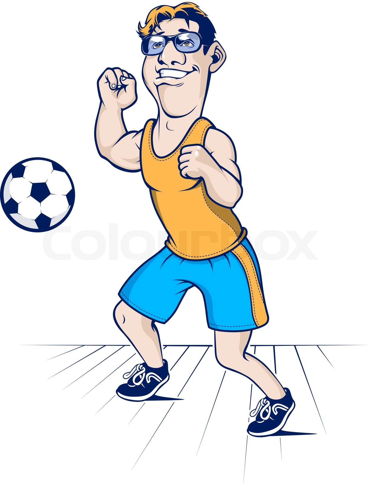 cartoon football man happy character | Stock vector | Colourbox