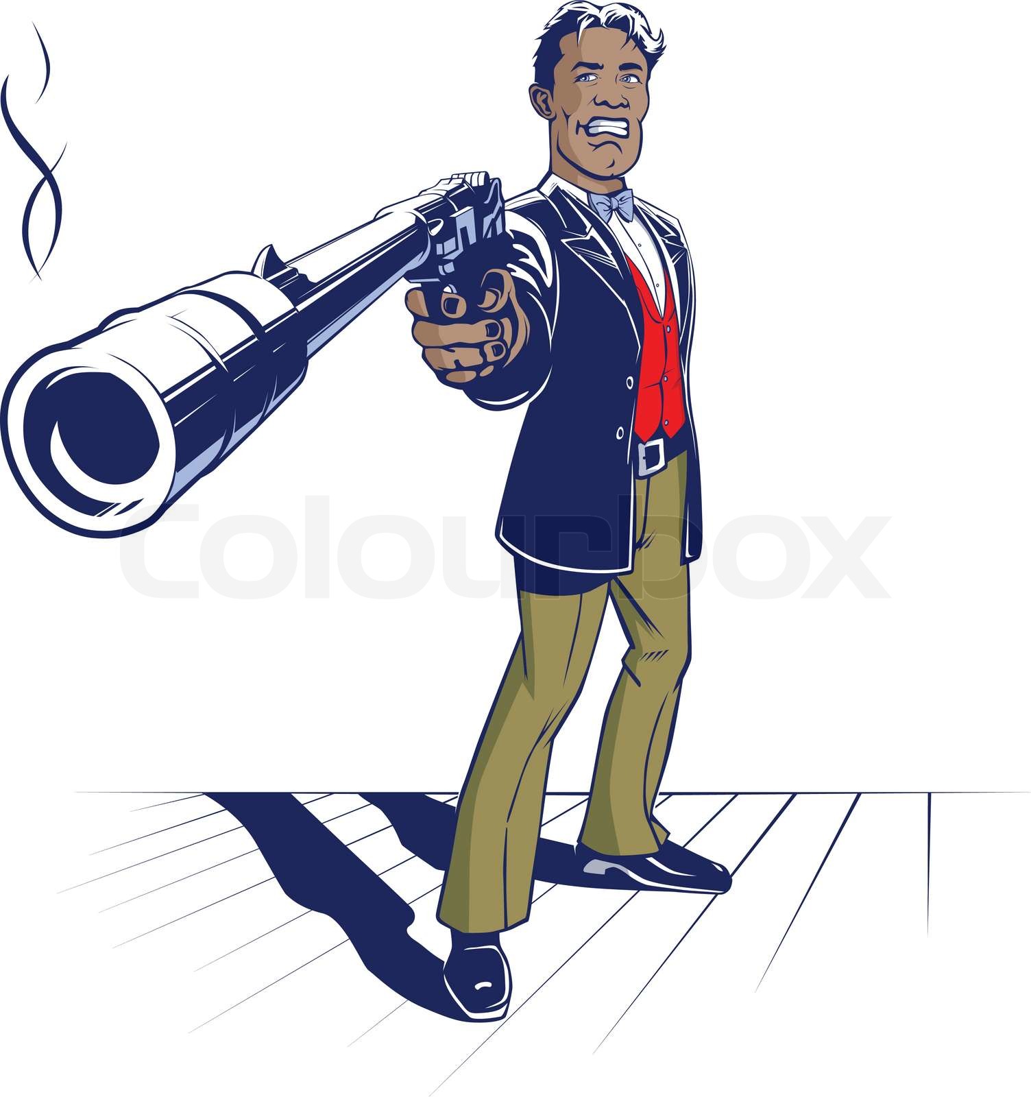 gun gangster with smoking gun | Stock vector | Colourbox