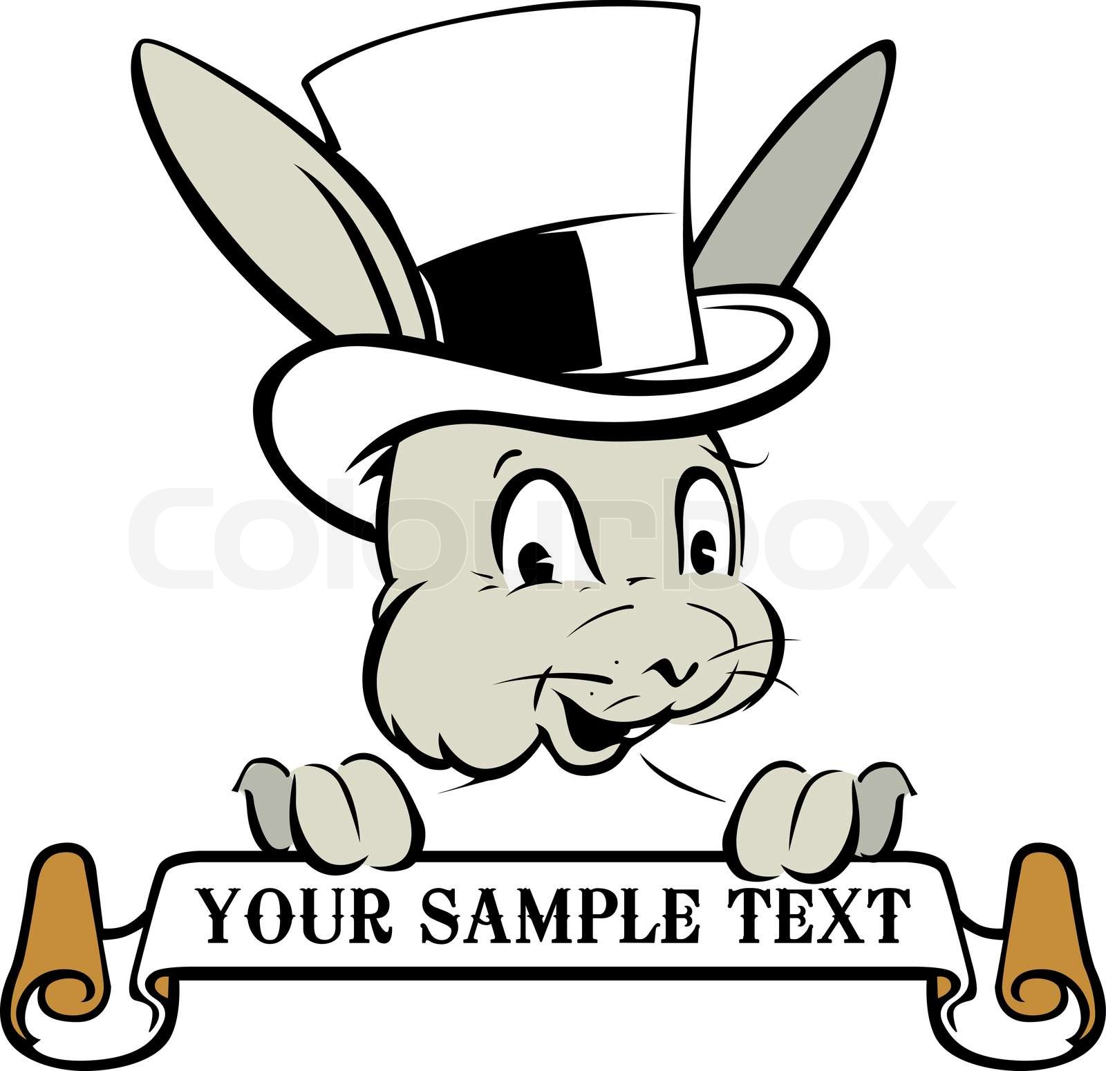 vector cartoon rabbit mascot in a hat | Stock vector | Colourbox