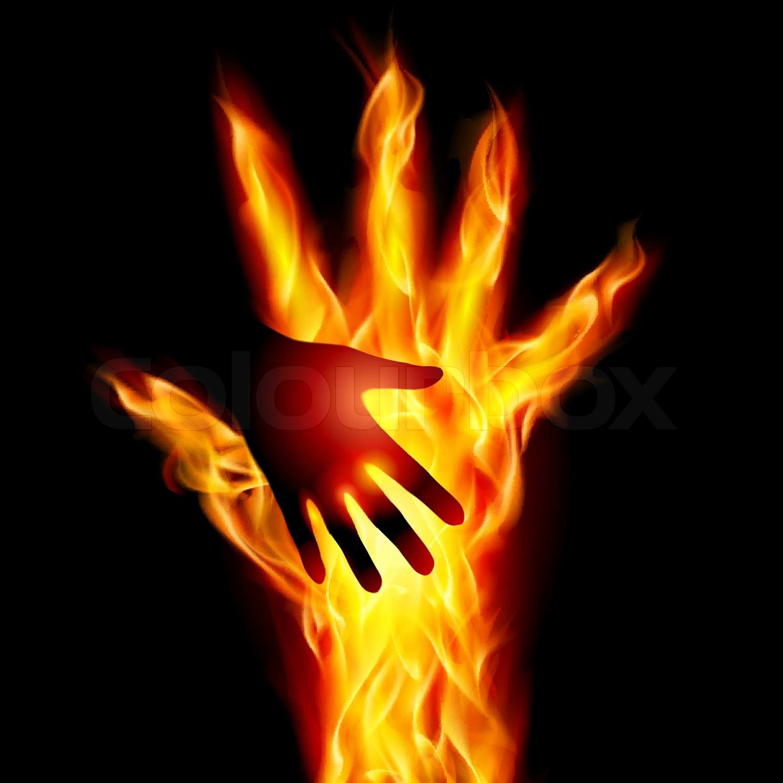 Burning helping hand | Stock vector | Colourbox