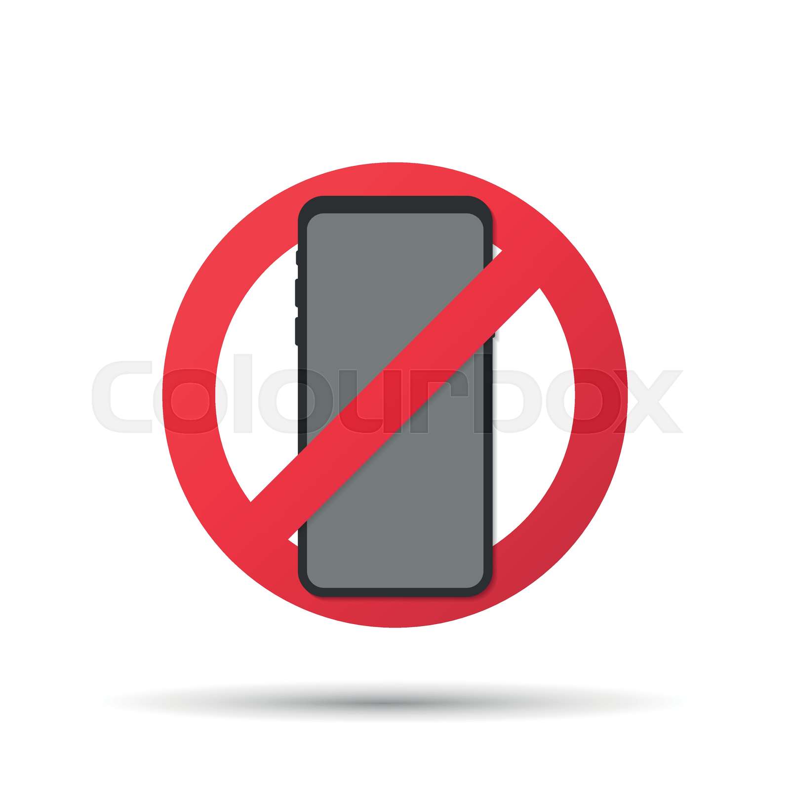 No mobile phone sign illustration, flat cartoon stop using cellphone ...