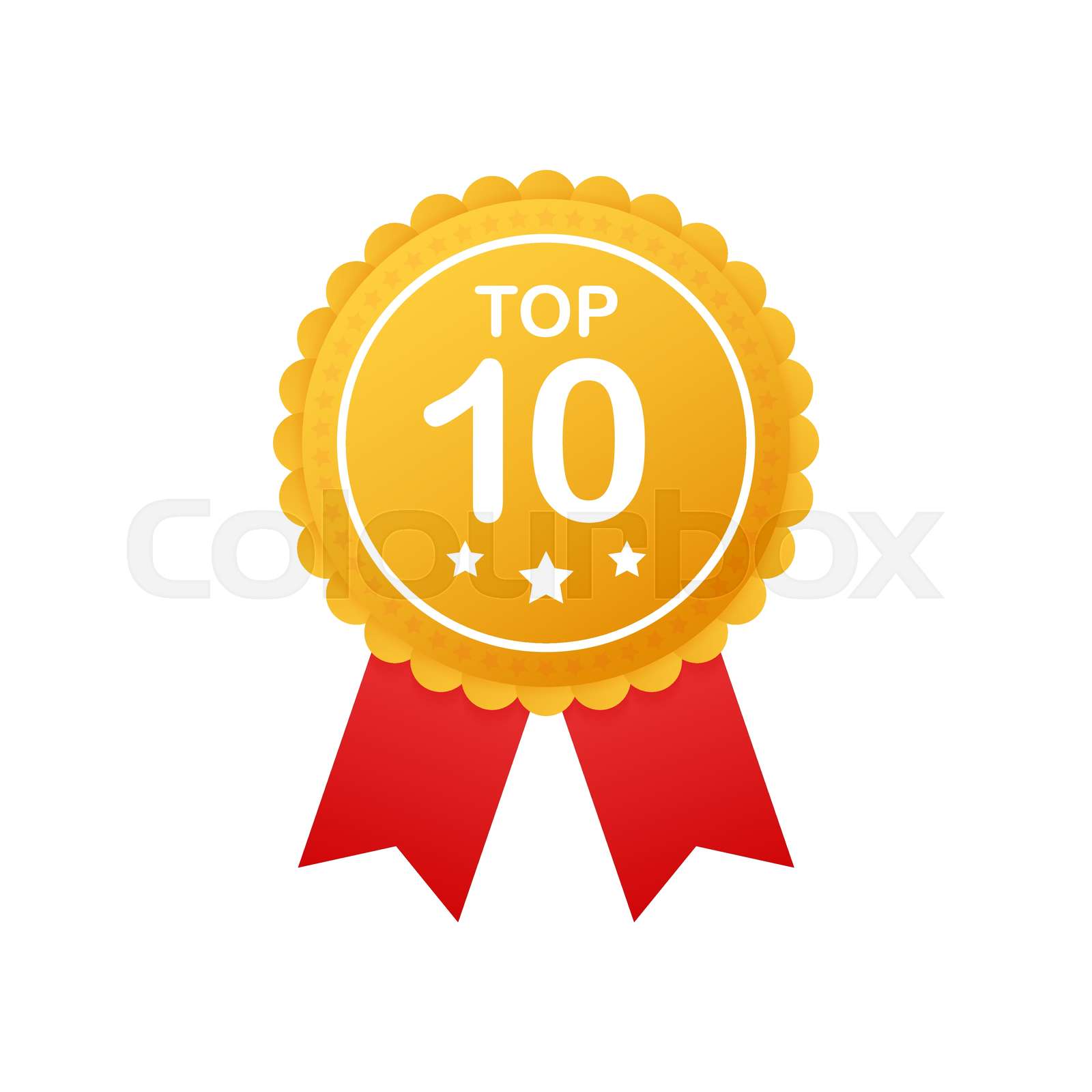 Top 10 rating badges. Top ten Badge, icon, stamp. Vector illustration ...