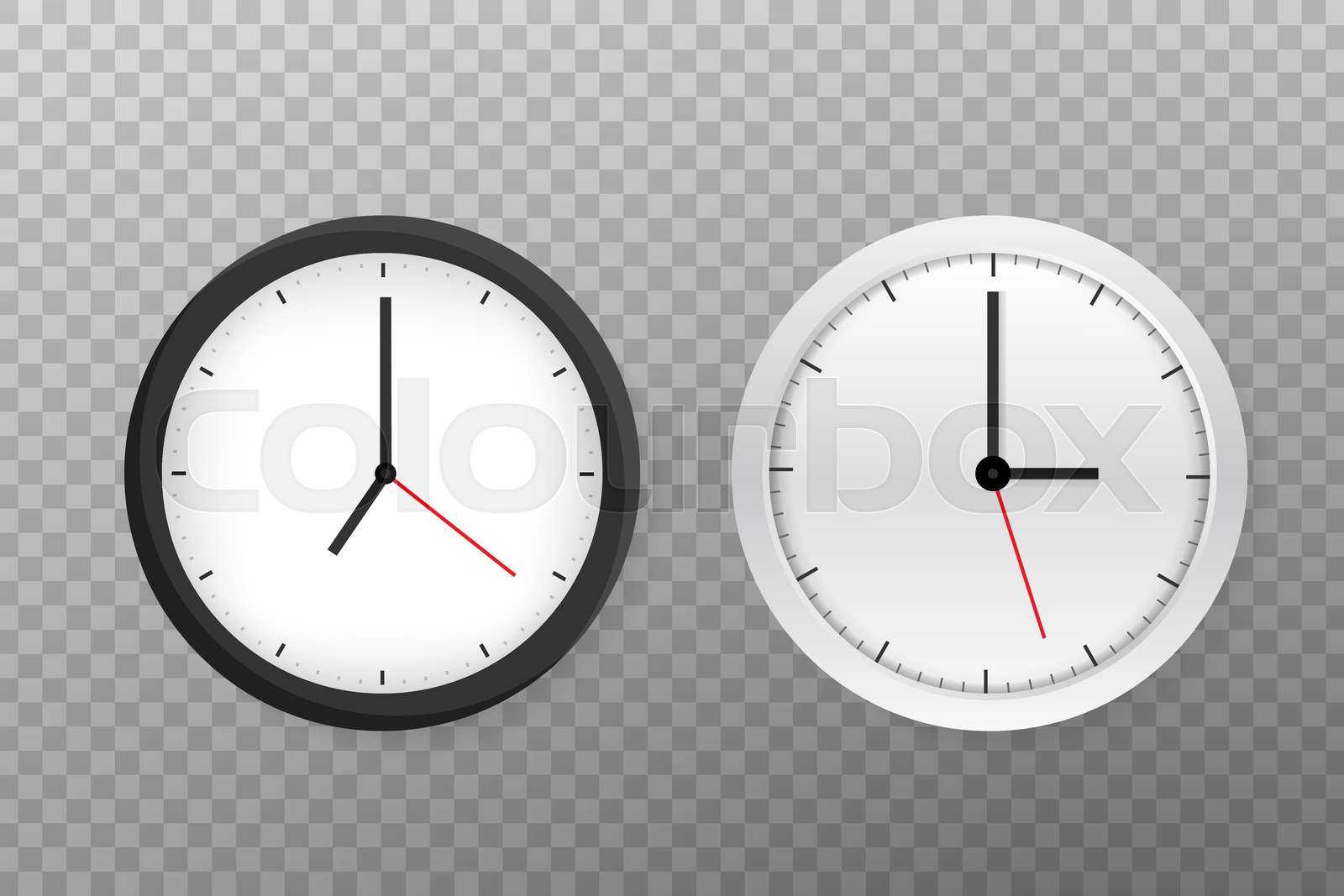 Vector simple classic black and white round wall clock. Vector stock ...