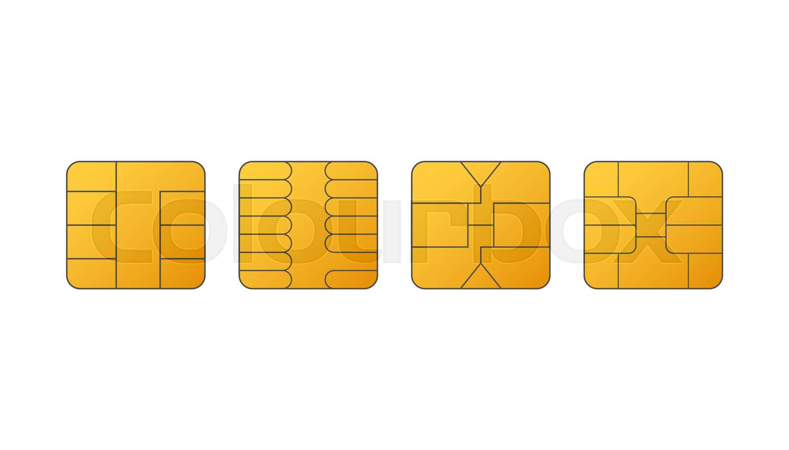 Mobile Cellular Phone Sim Card Chip Set Isolated on White Background ...