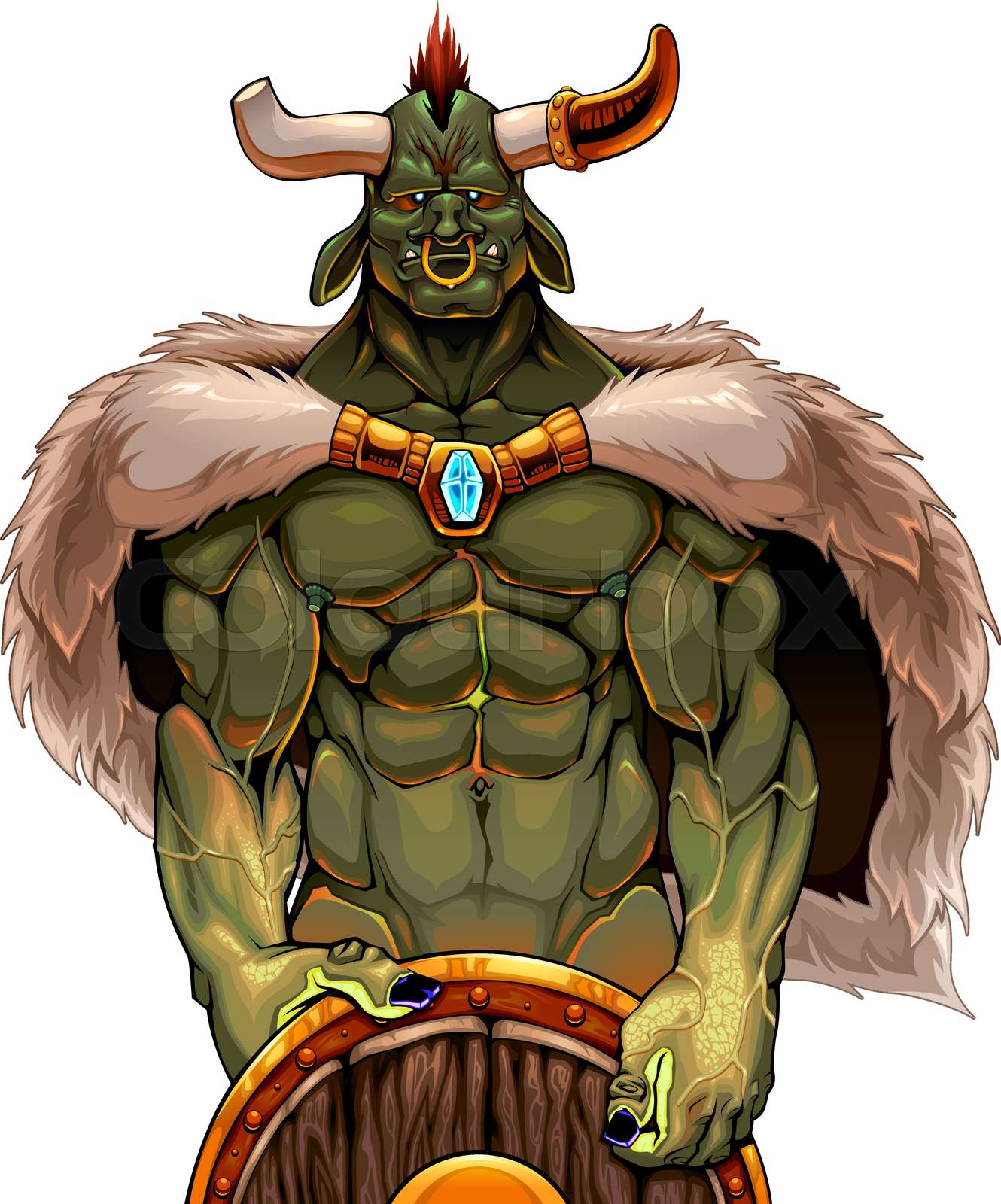 Warrior ogre holding the shield | Stock vector | Colourbox