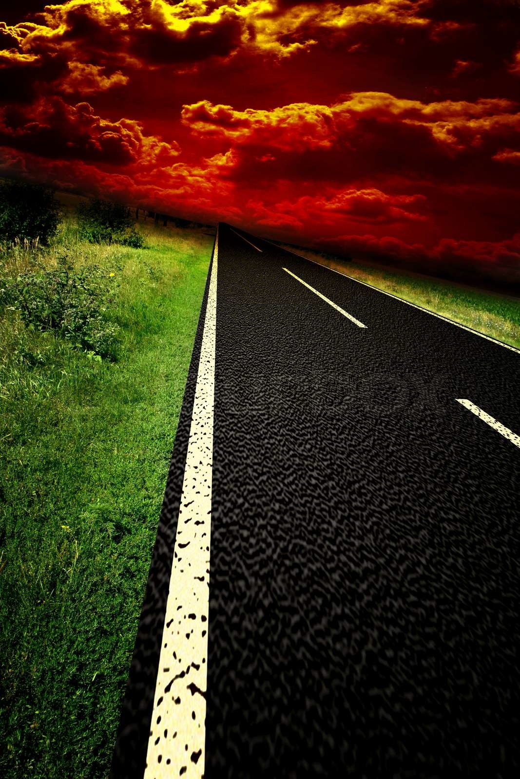 Blurred asphalt road and clouds over it | Stock image | Colourbox