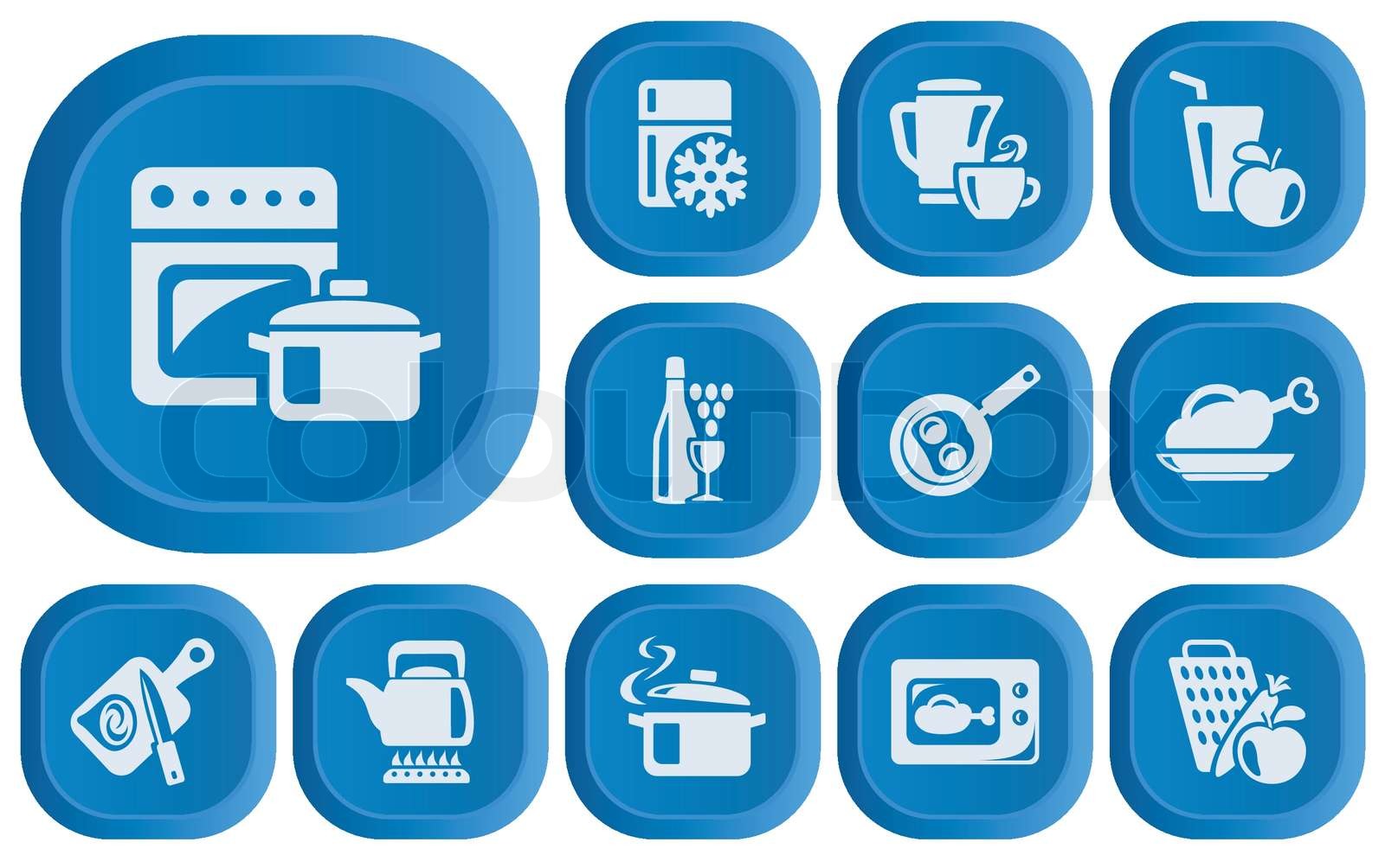 Kitchen and cooking button set | Stock vector | Colourbox