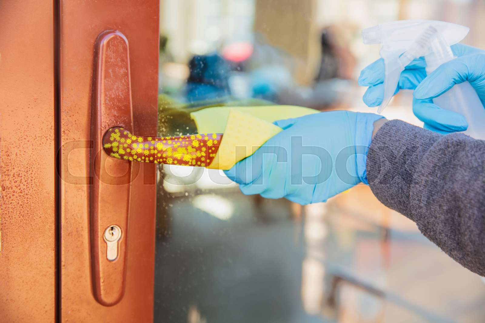 Viruses on surfaces, door and window knobs you contacting everyday ...