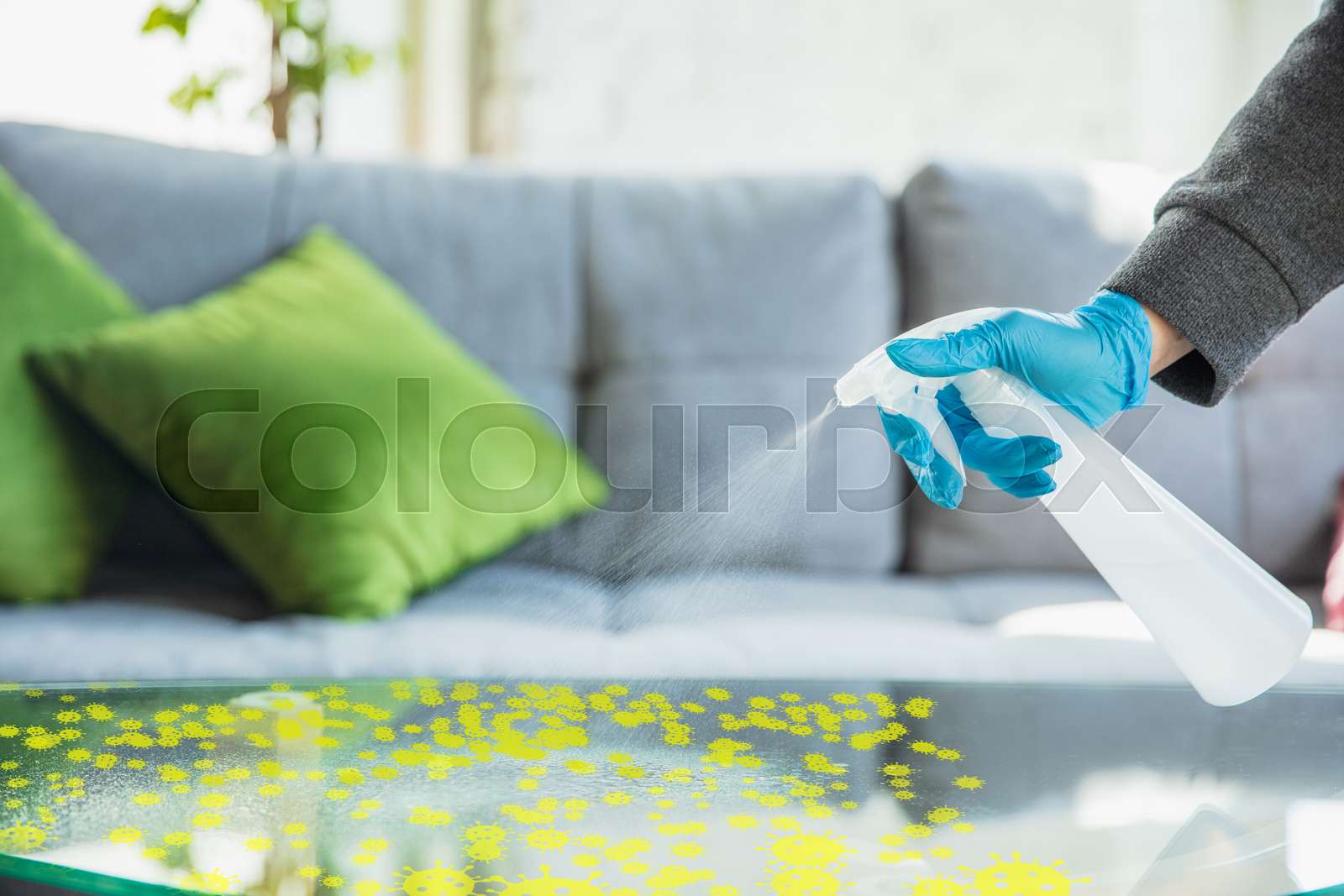 Viruses on surfaces, table you contacting everyday - concept of ...