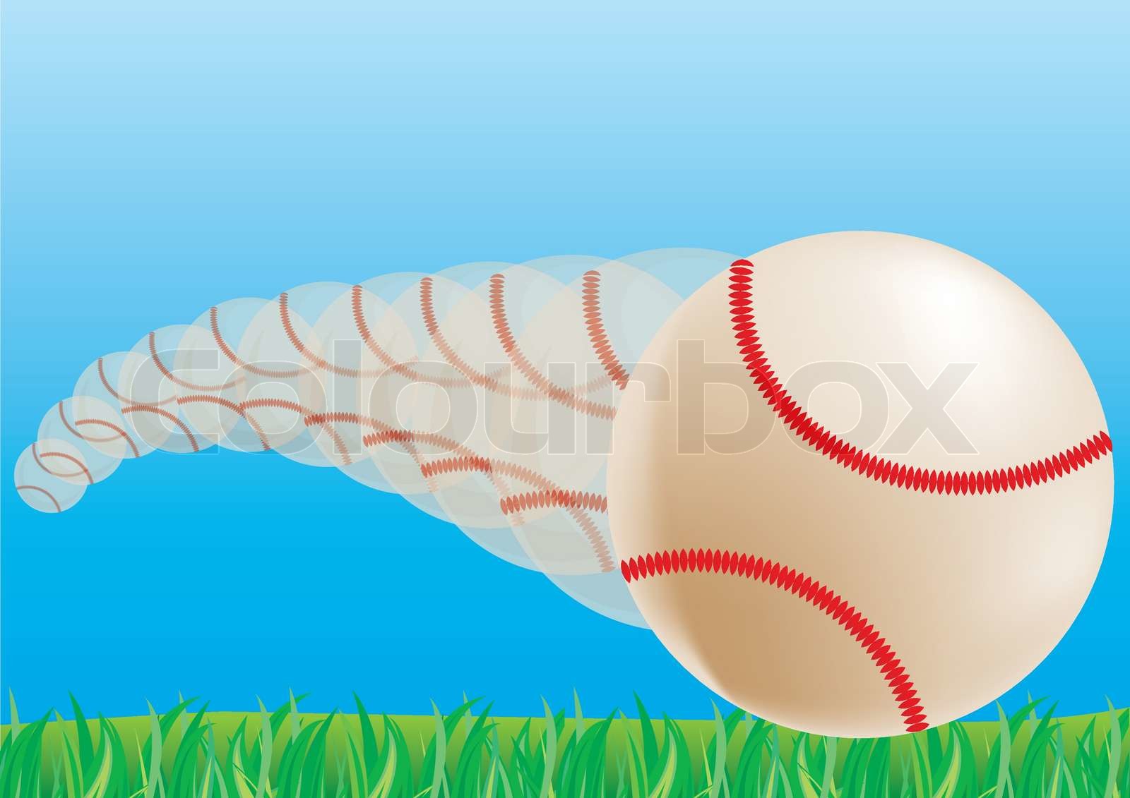 the ball flying in the sky and grass | Stock vector | Colourbox
