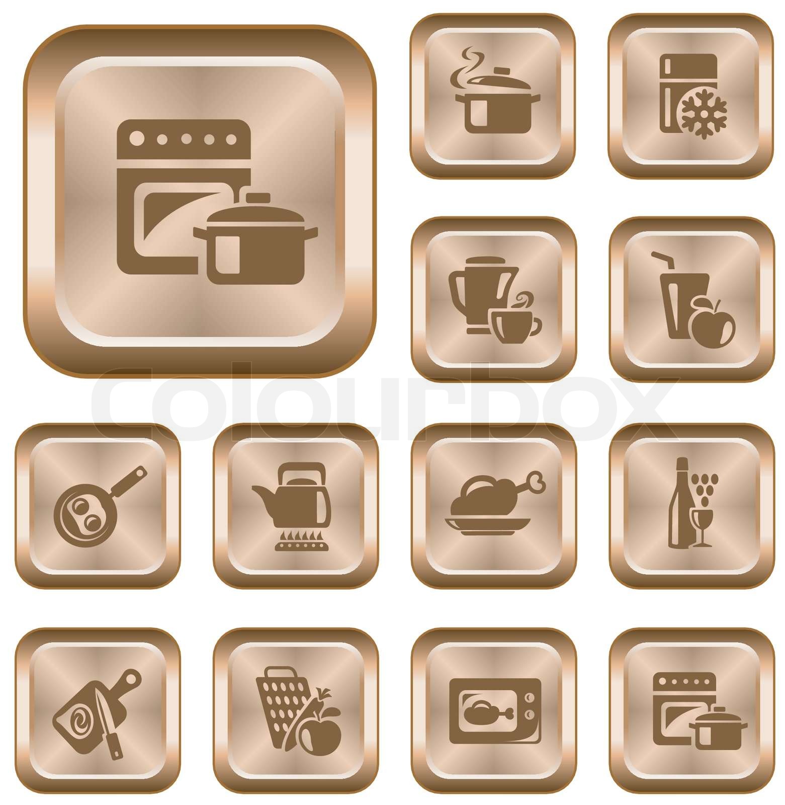 Kitchen and cooking button set | Stock vector | Colourbox