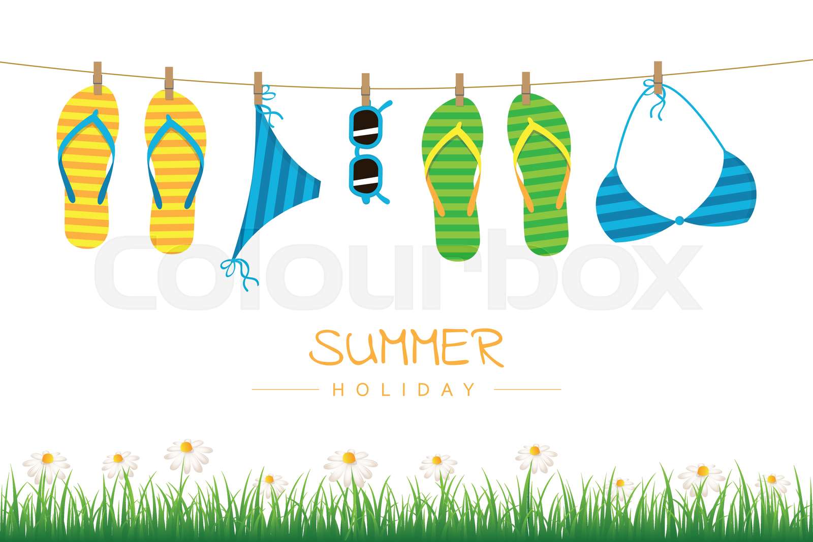 holiday, clothesline, illustration | Stock vector | Colourbox