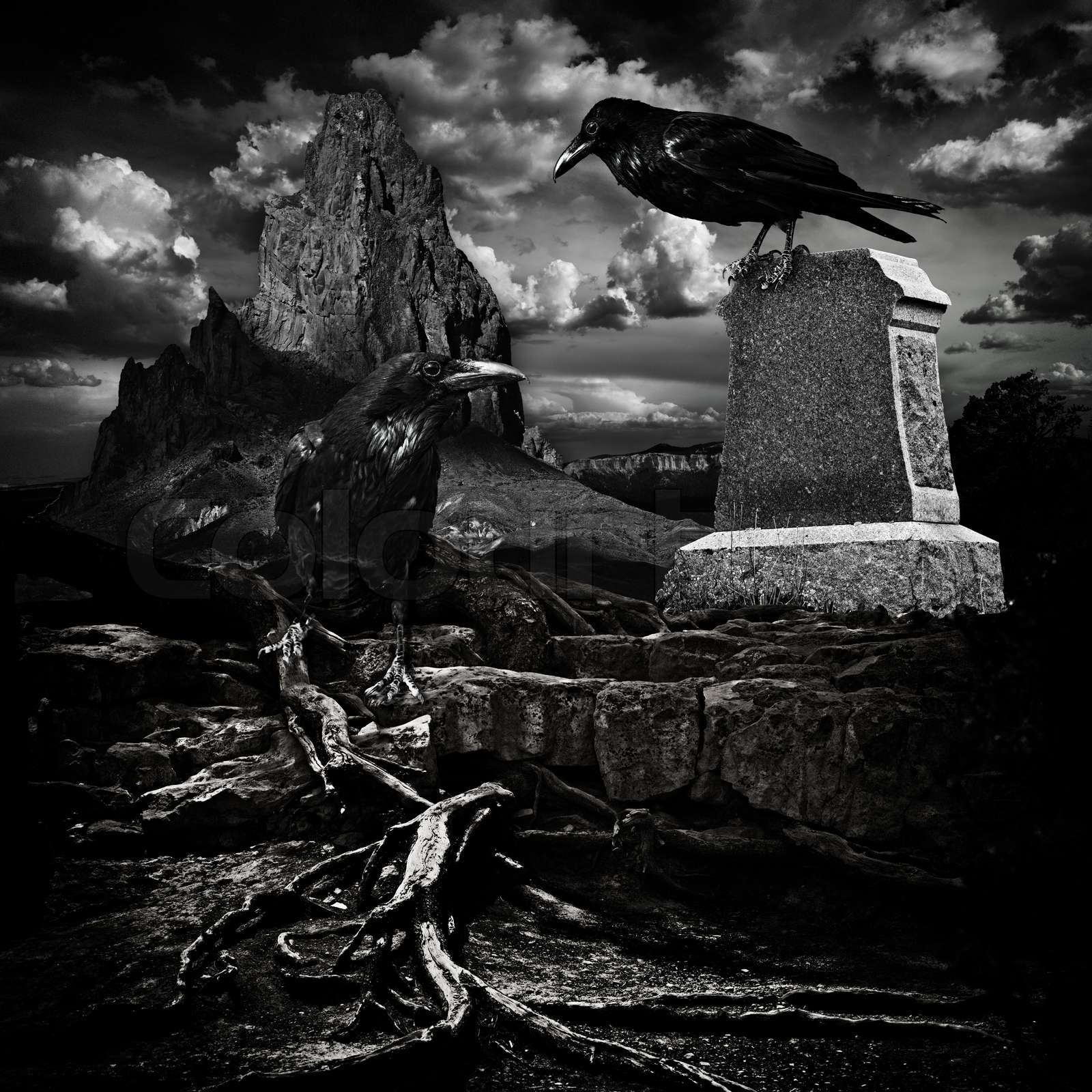 Spooky Halloween Haunted Mountain Cemetery With Scary Grave Site Tomb ...
