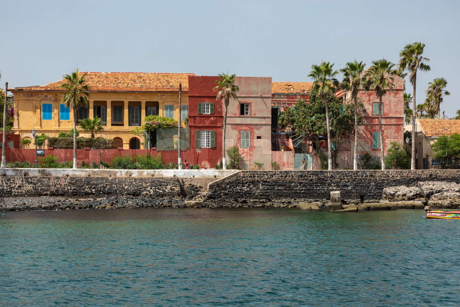 Traditional architecture at Goree island, Dakar, Senegal. West Africa ...