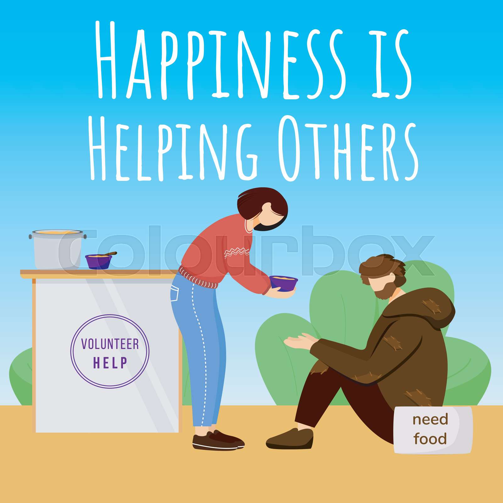 Happiness is helping others social media post mockup | Stock vector ...