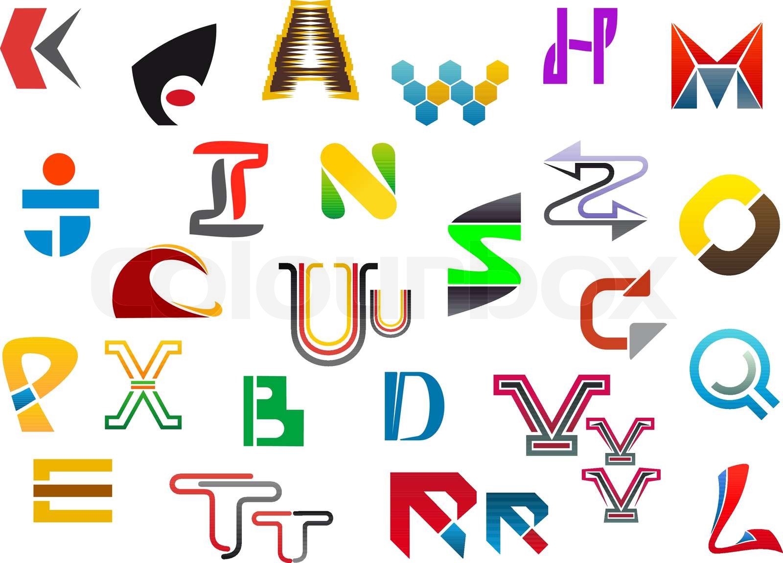 Colorful letter symbols and icons | Stock vector | Colourbox