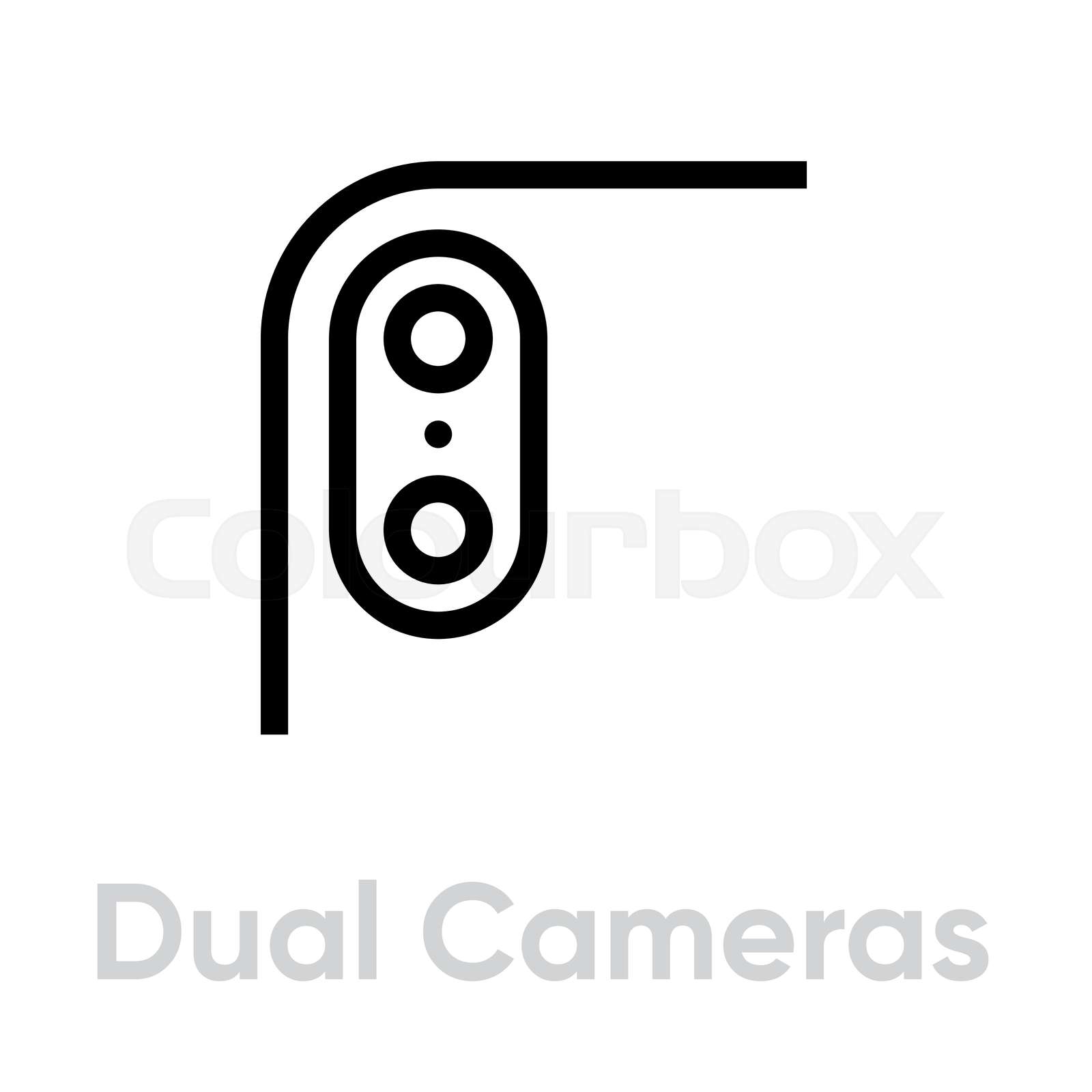 Dual Cameras Phone Multi-Cameras icon. Editable line vector. | Stock ...