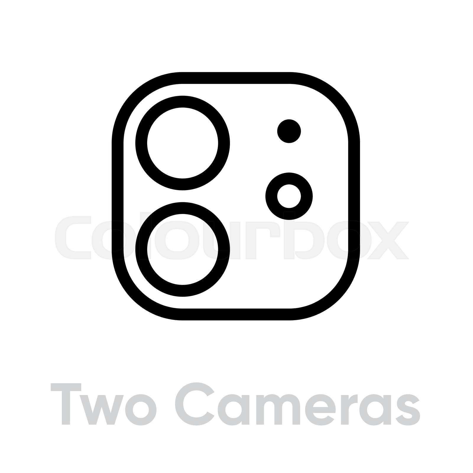 Two Cameras Phone Multi-Cameras icon. Editable line vector. | Stock ...