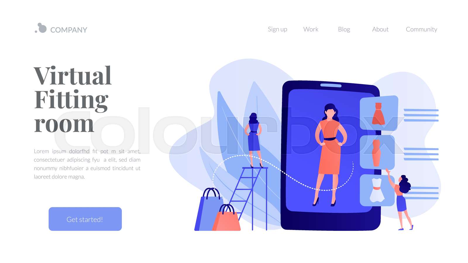 Virtual fitting room concept landing page. | Stock vector | Colourbox